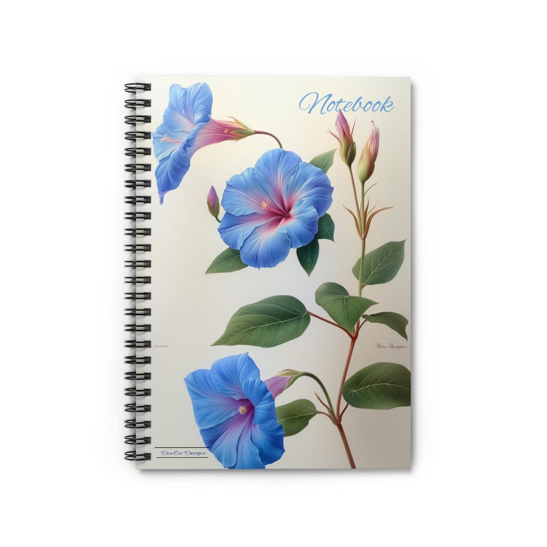 Blue Morning Glory Spiral Notebook - Ruled Line, Journal, Diary ...