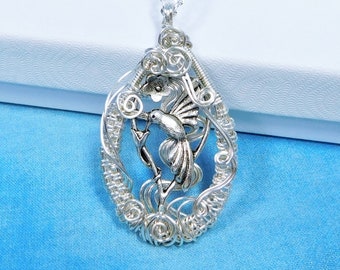 Hummingbird Necklace Bird Theme Memorial Pendant Wire Wrapped | Etsy