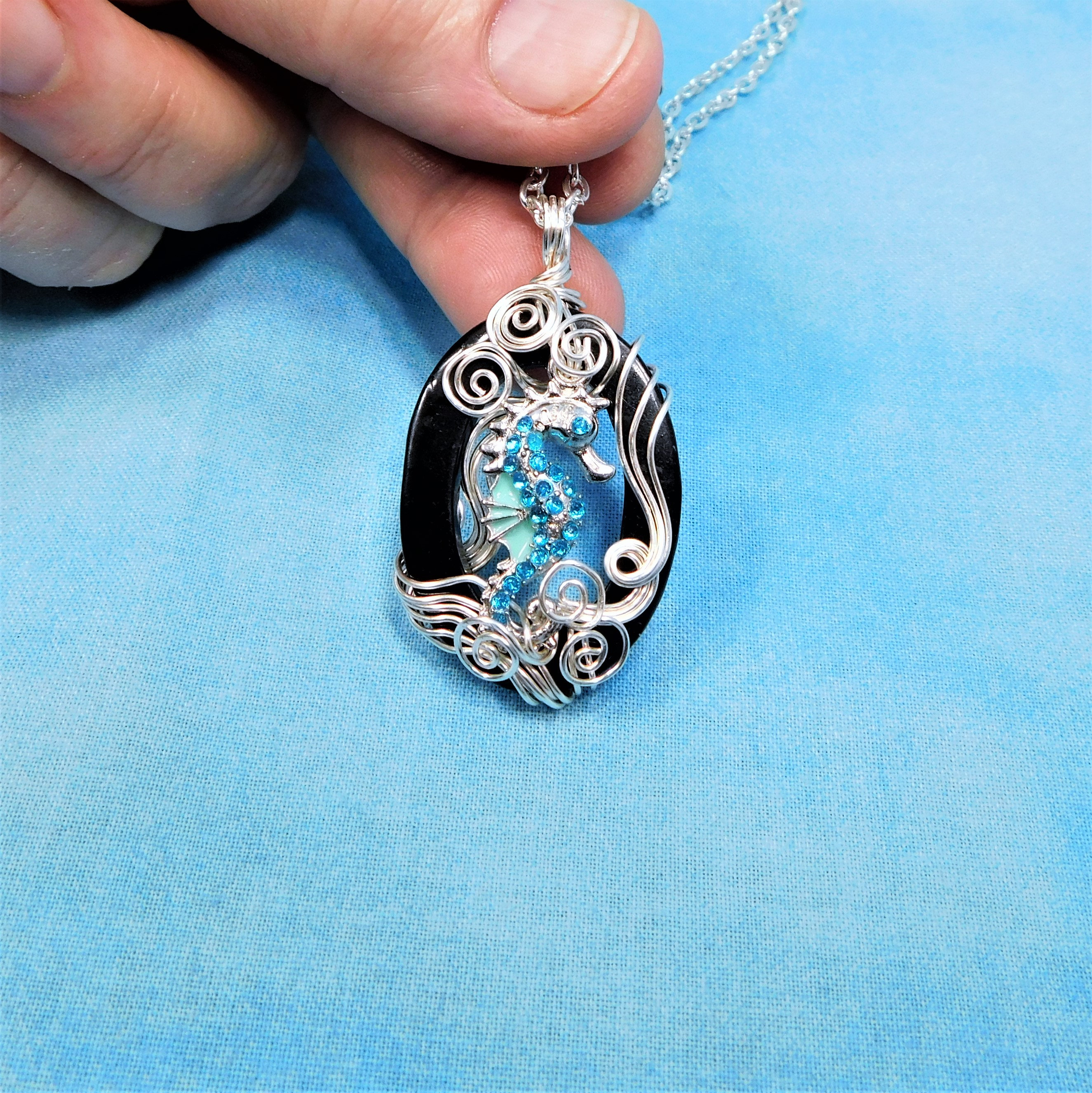 Seahorse Necklace Beach Theme Jewelry, Unique Wire Wrapped Wearable Art ...