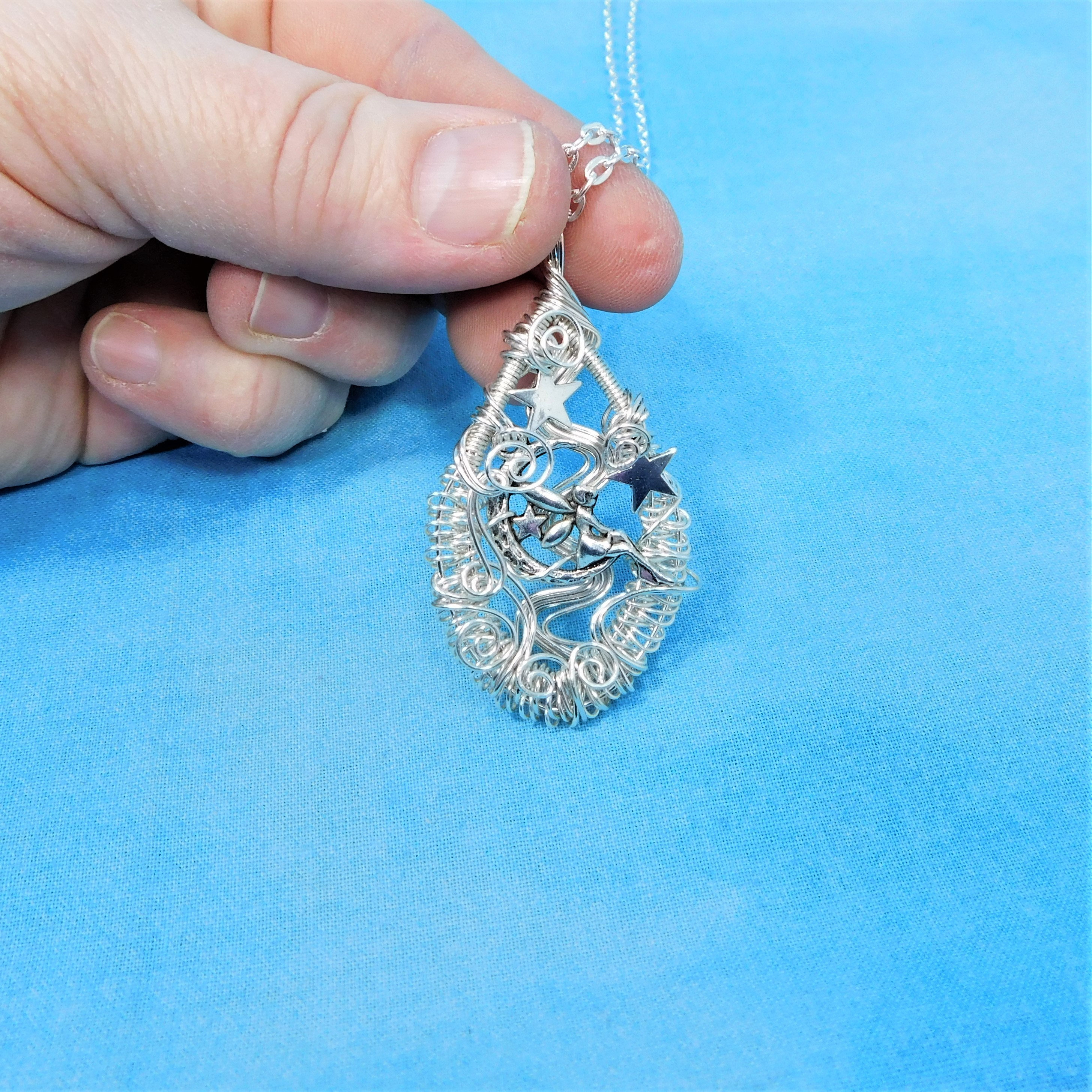 Fantasy Jewelry Fairy Necklace, Artisan Crafted Woven Wire Wrapped ...