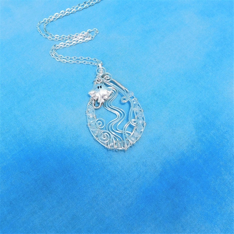 Artistic Stingray Pendant, Unique Wire Wrapped Manta Ray Necklace ...