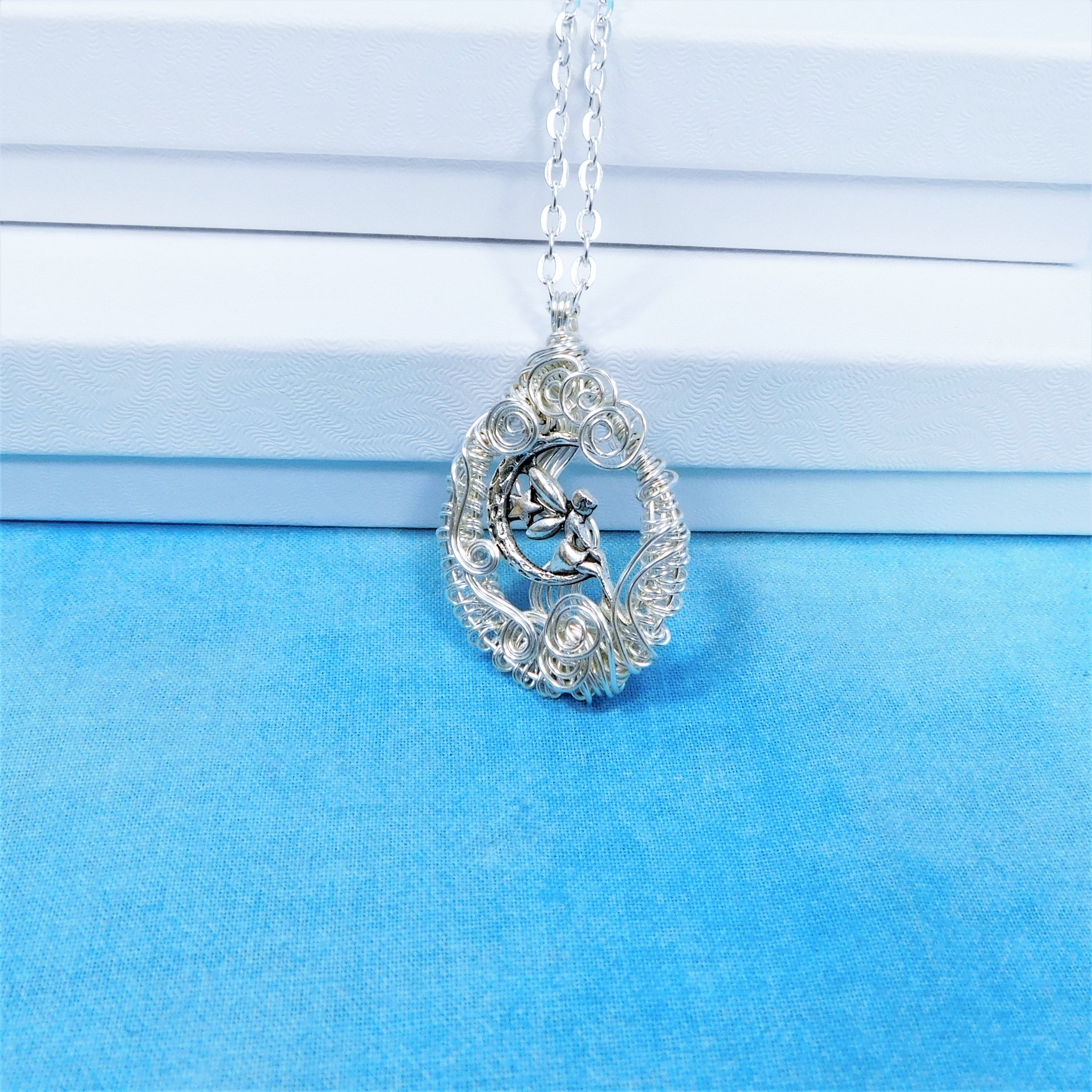 Fantasy Jewelry Fairy Necklace, Artisan Crafted Woven Wire Wrapped ...