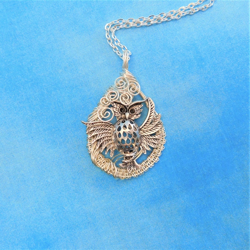 Artistic Woven Wire Wrapped Owl Necklace Artisan Crafted | Etsy