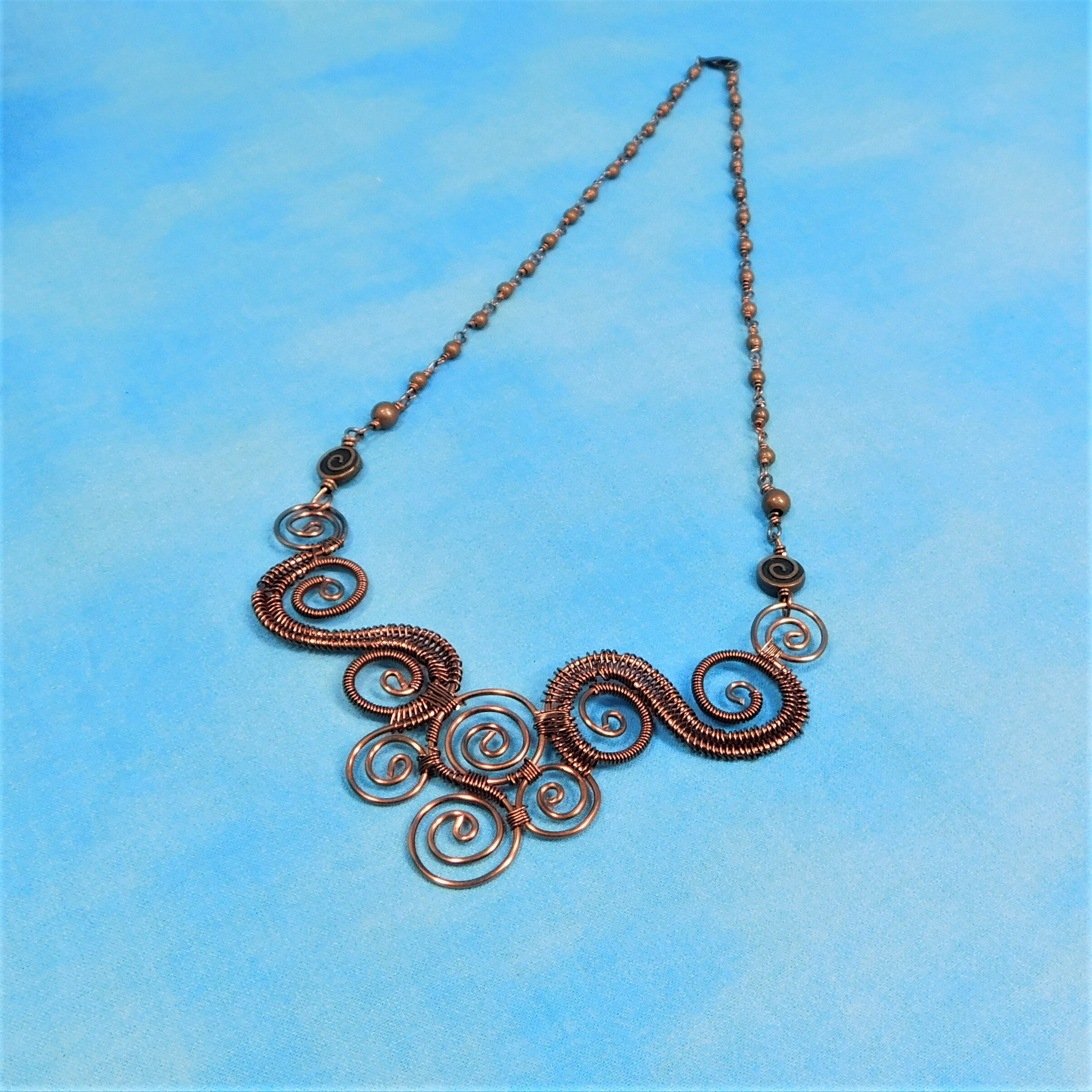 Sculpted and Woven Wire Scroll Work Bib Style Statement Necklace in ...
