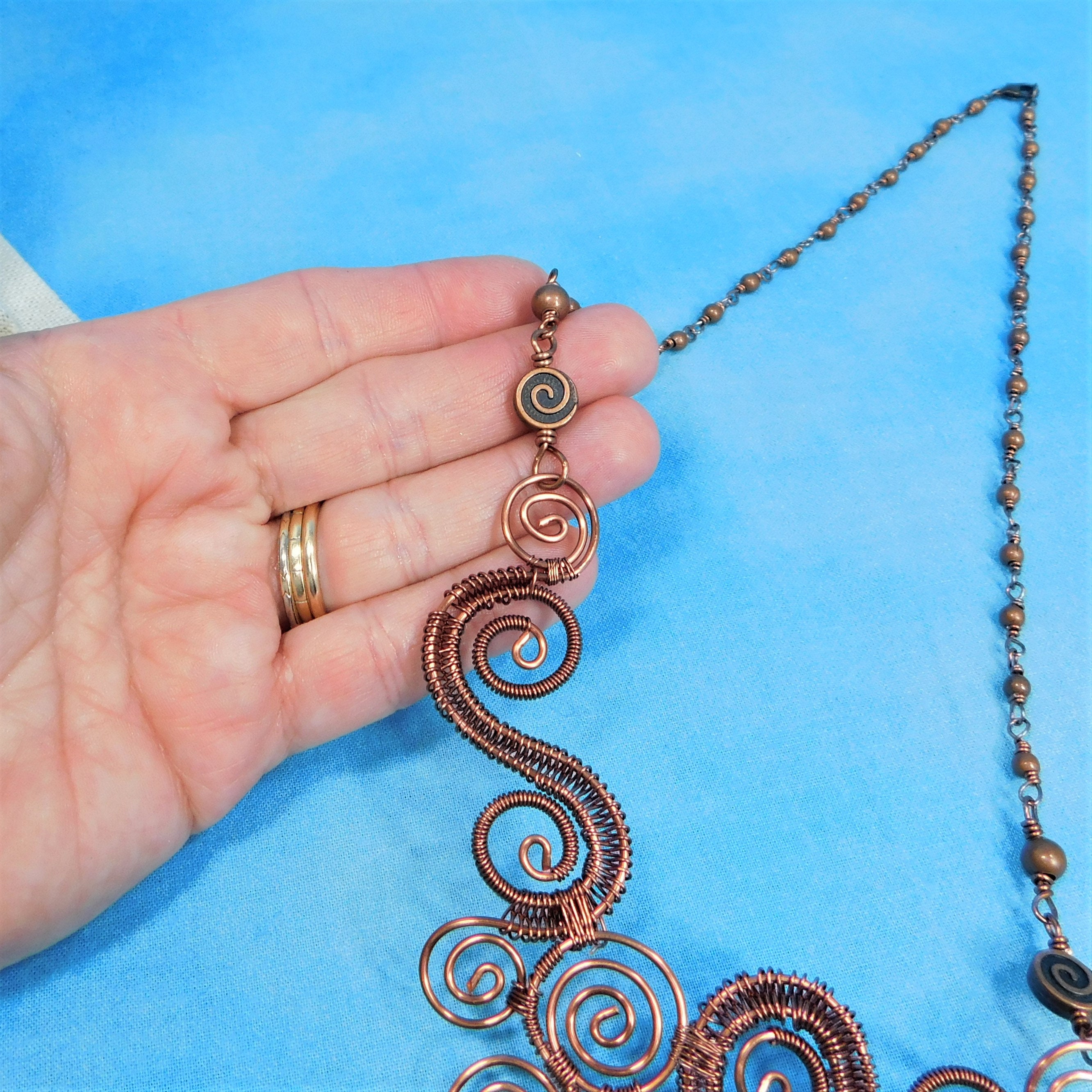 Sculpted and Woven Wire Scroll Work Bib Style Statement Necklace in ...