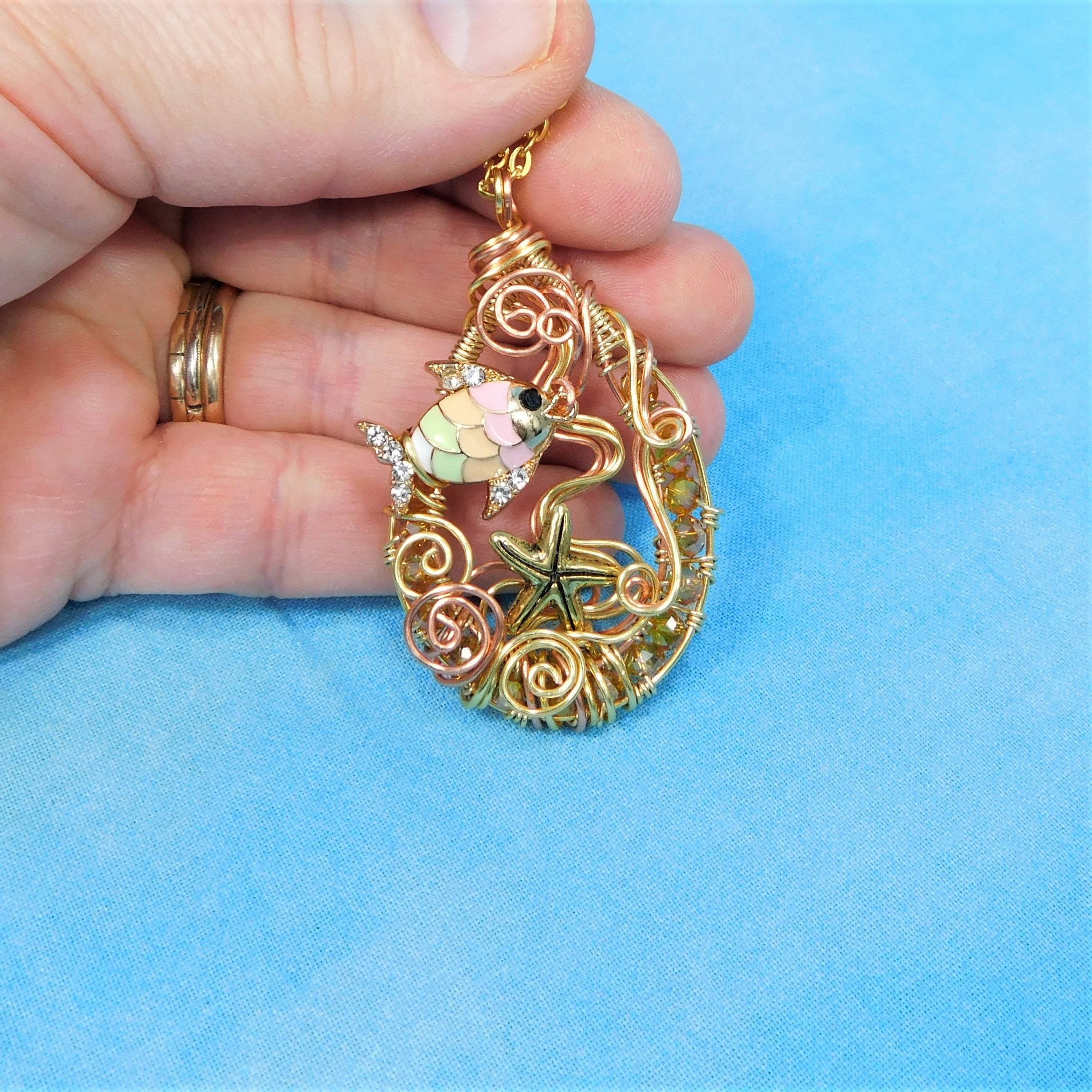 Tropical Fish Jewelry Beach Theme Necklace, Woven Wire Wrapped Fun ...