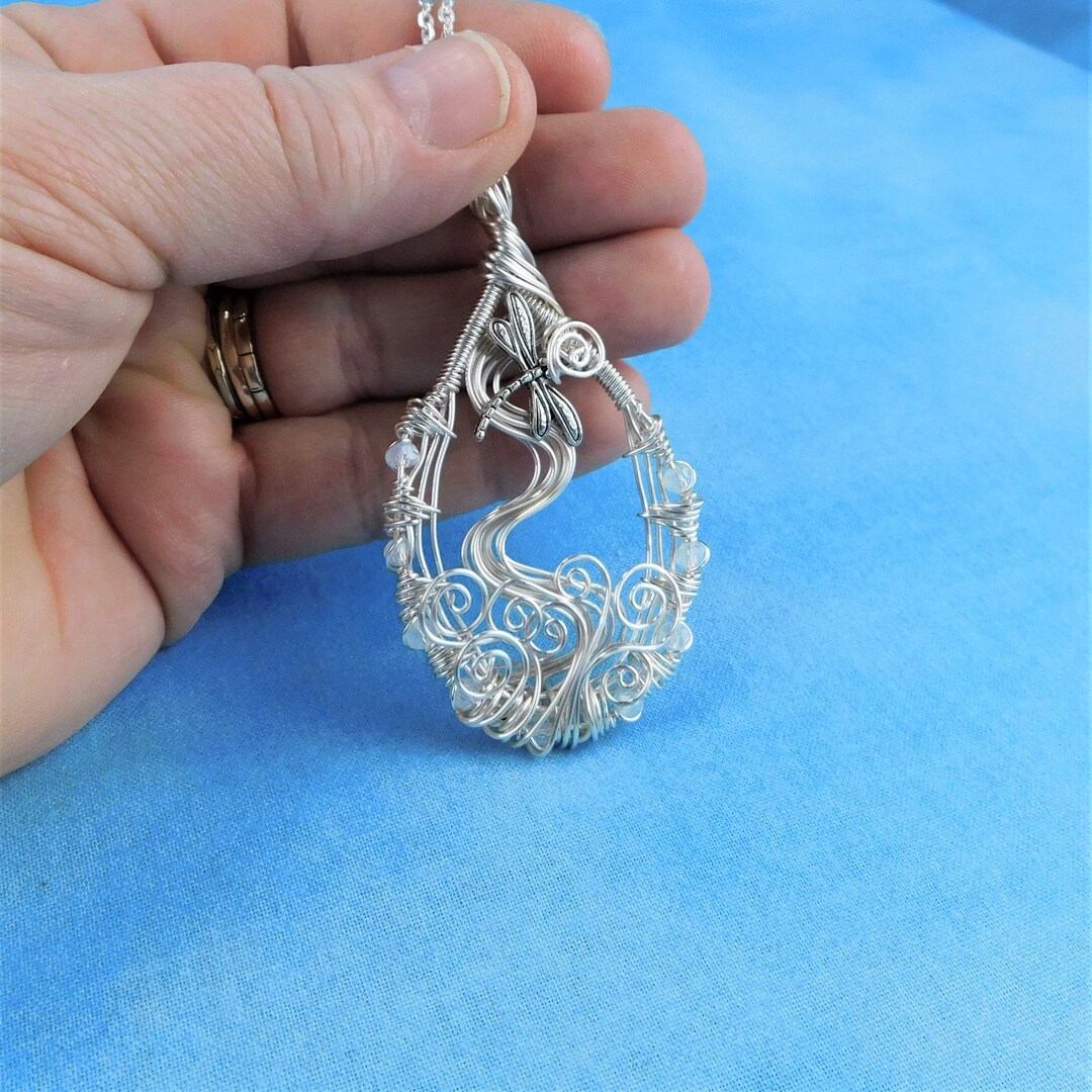 Artisan Crafted Dragonfly Pendant, One of Kind Woven Wire Dragonfly ...