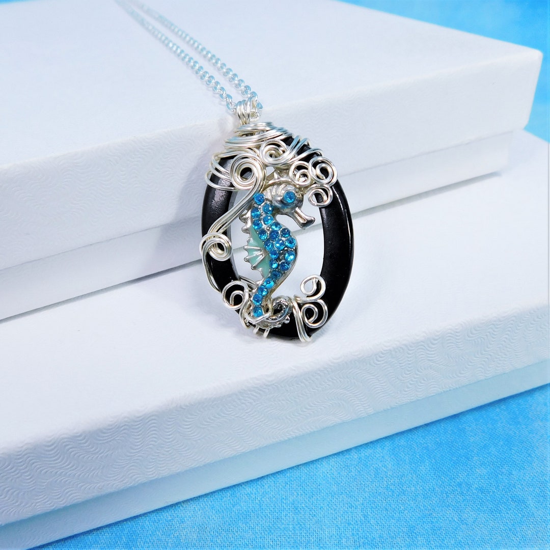 Seahorse Necklace Beach Theme Jewelry, Unique Wire Wrapped Wearable Art ...