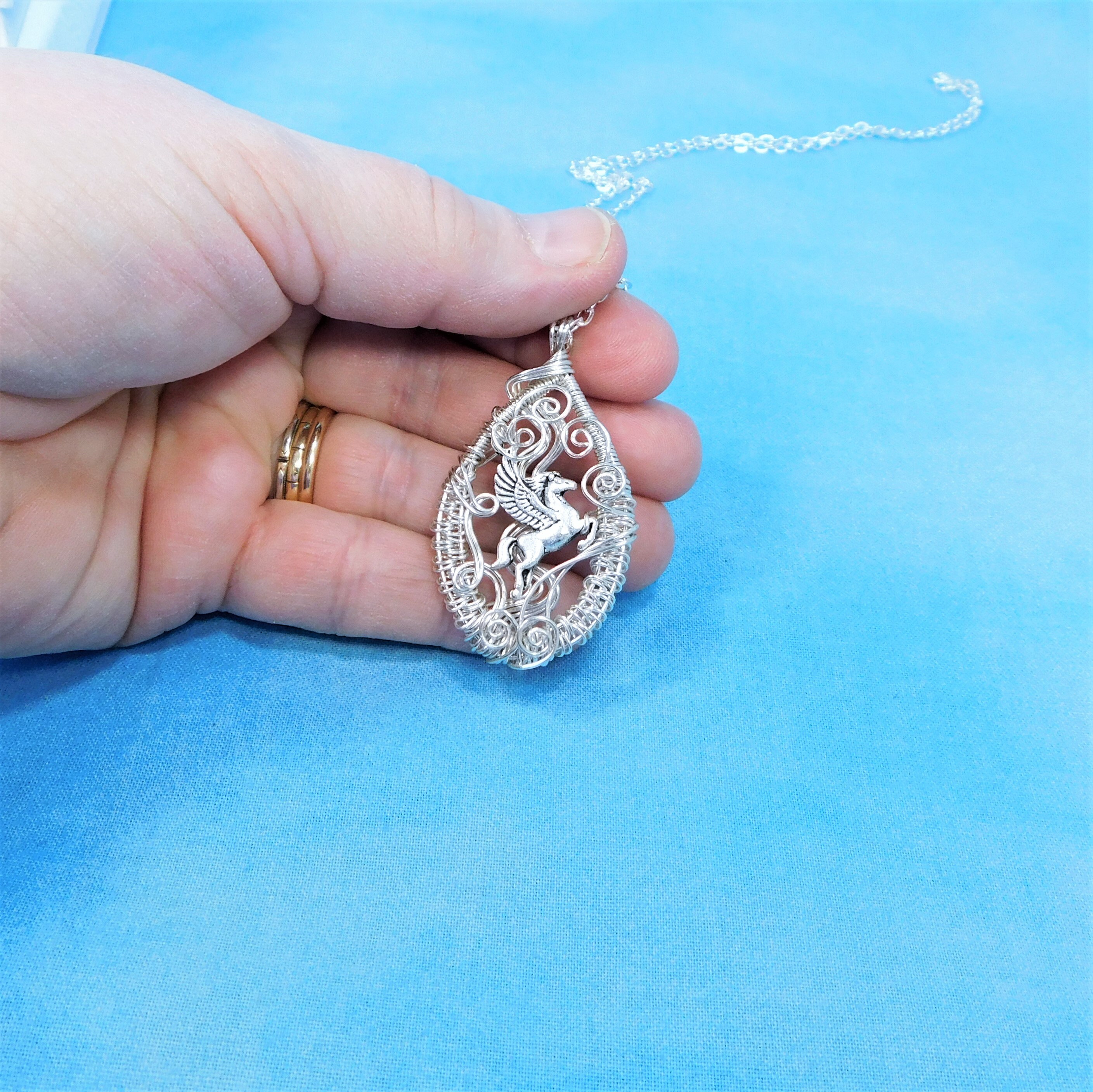 Wire Wrapped Pegasus Pendant, Winged Horse Fantasy Jewelry, Unique ...