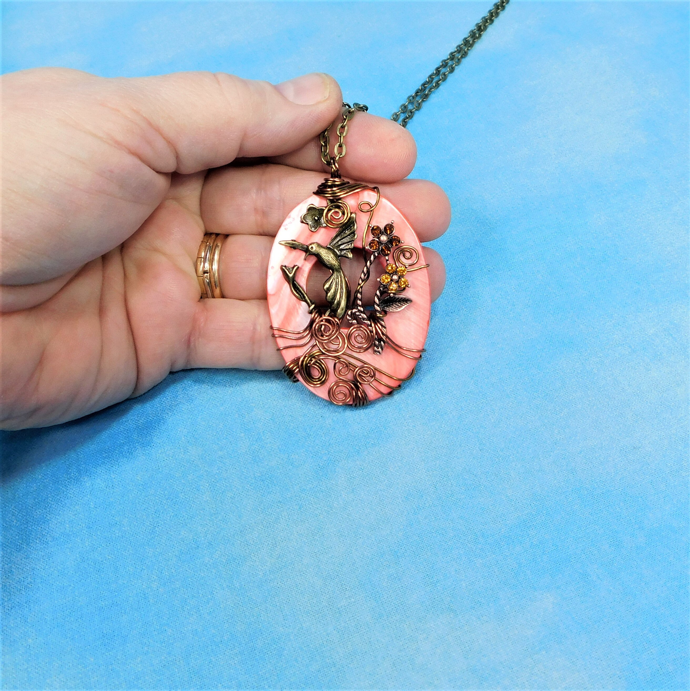 Hummingbird Necklace Statement Jewelry, Large Wire Wrapped Bird Theme ...