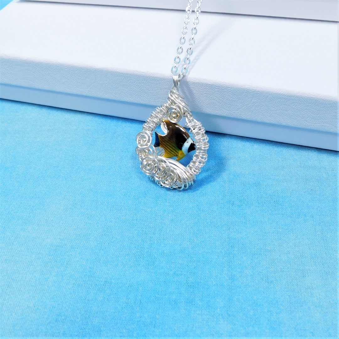 Tropical Fish Jewelry Beach Theme Necklace, Woven Wire Wrapped Fun ...