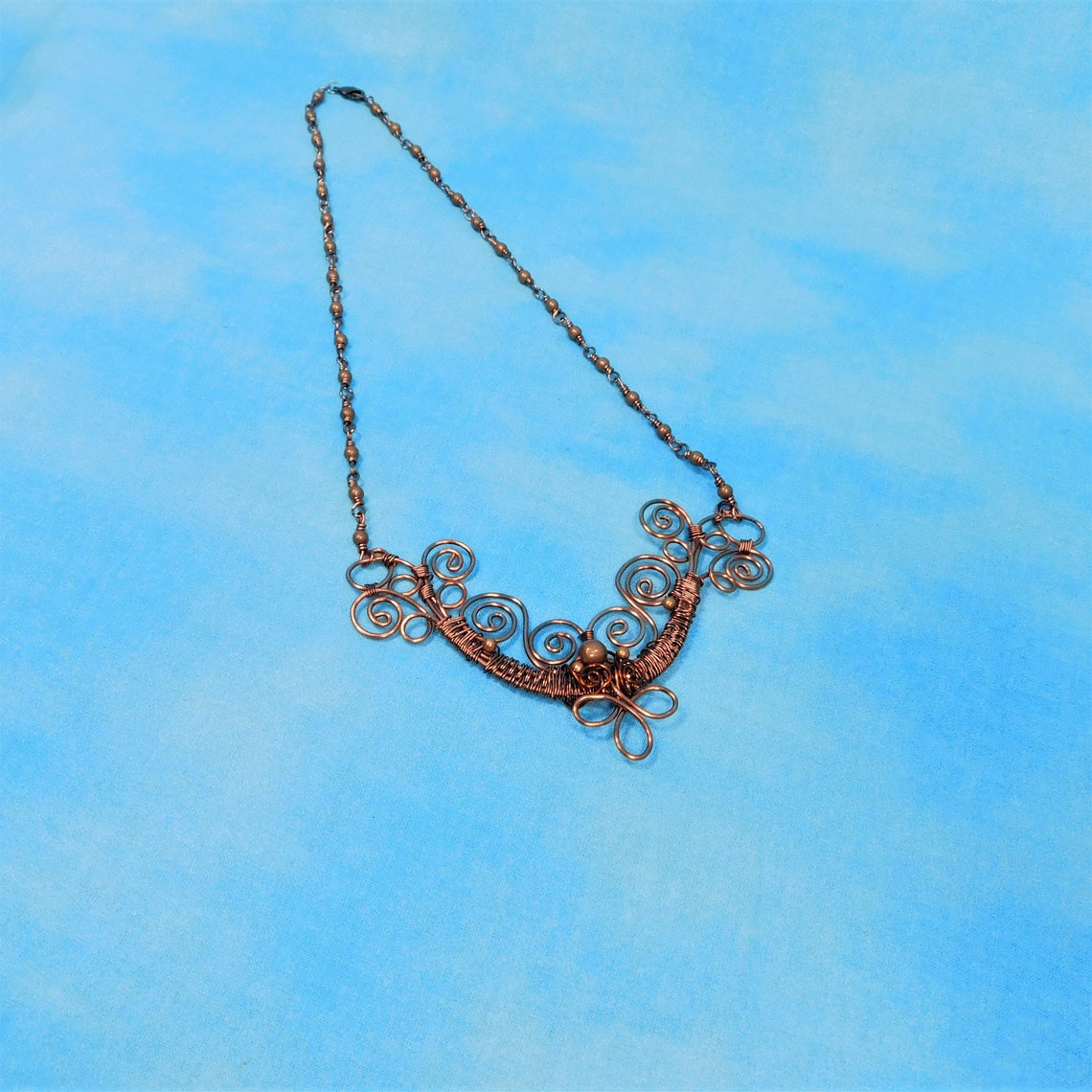 Artistic Copper Wire Wrapped Bib Necklace Artisan Crafted | Etsy