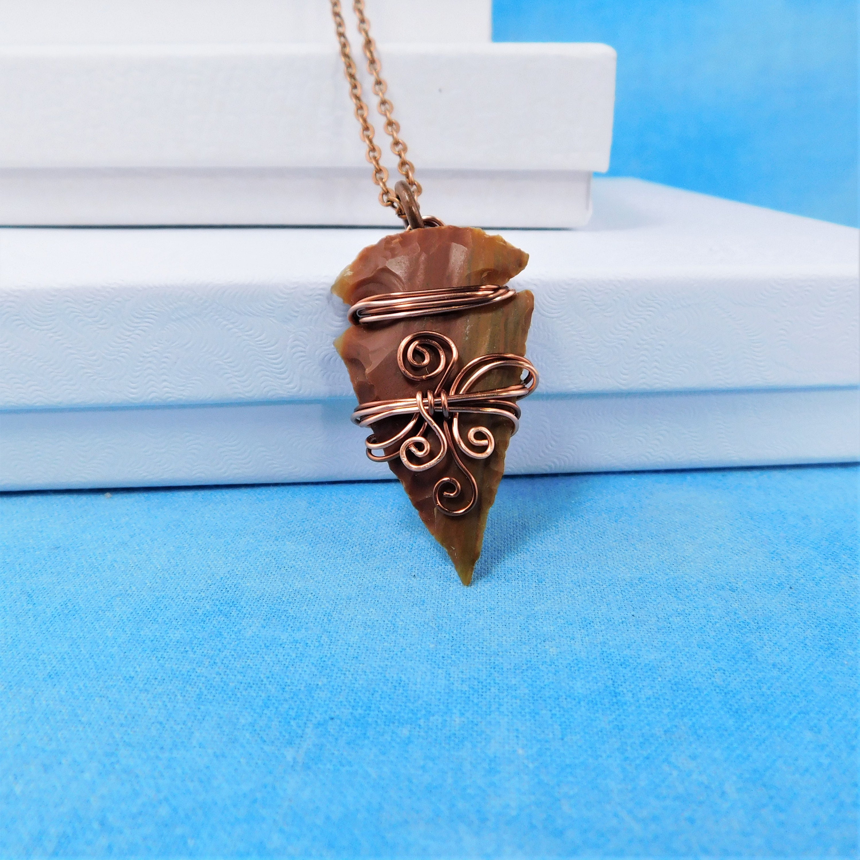 Unique Wire Wrapped Arrowhead Necklace, Artisan Crafted Handmade ...