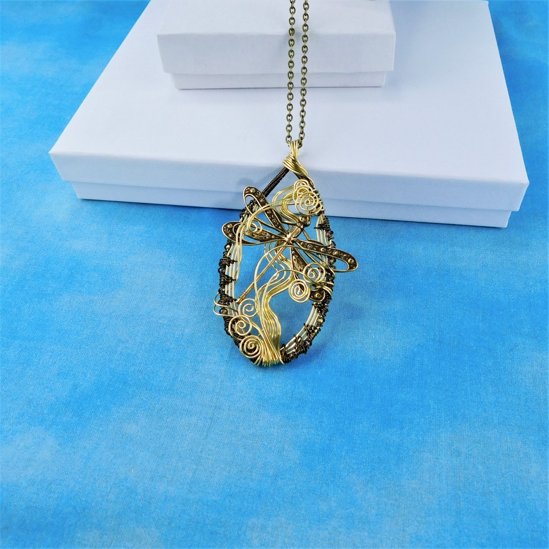 Large Woven Wire Dragonfly Necklace, Artisan Crafted Wearable Art ...