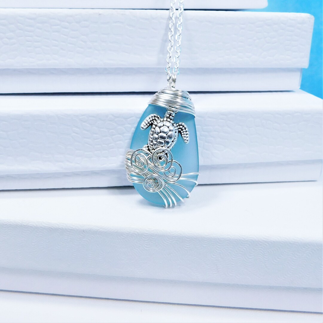 Artistic Sea Turtle Necklace, Wire Wrapped Wearable Art Pendant, Animal ...