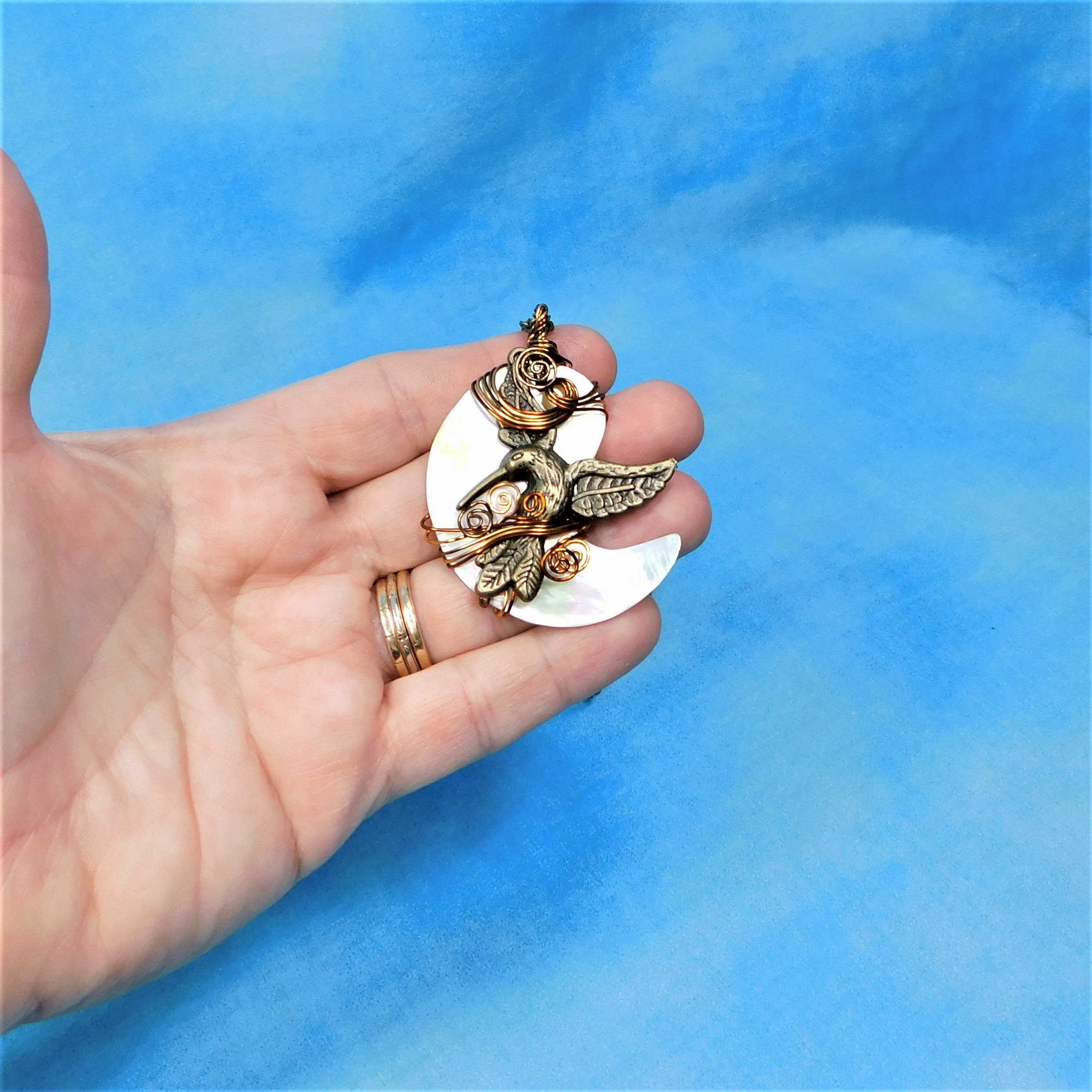 Hummingbird Necklace Statement Jewelry, Large Wire Wrapped Bird Theme ...