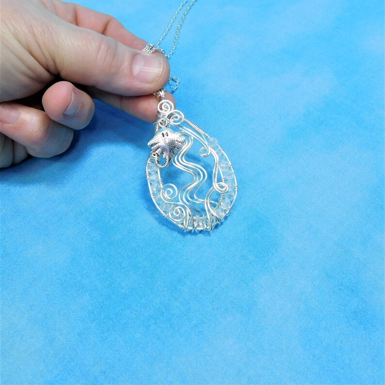 Artistic Stingray Pendant, Unique Wire Wrapped Manta Ray Necklace ...