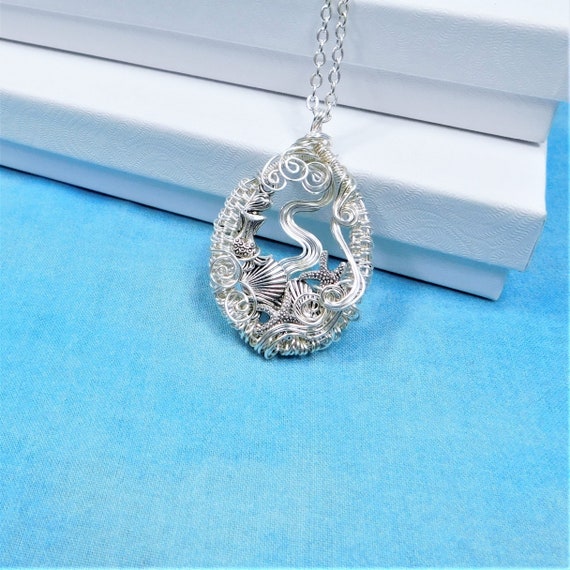 Artistic Mermaid Necklace Beach Theme Fantasy Jewelry Woven | Etsy