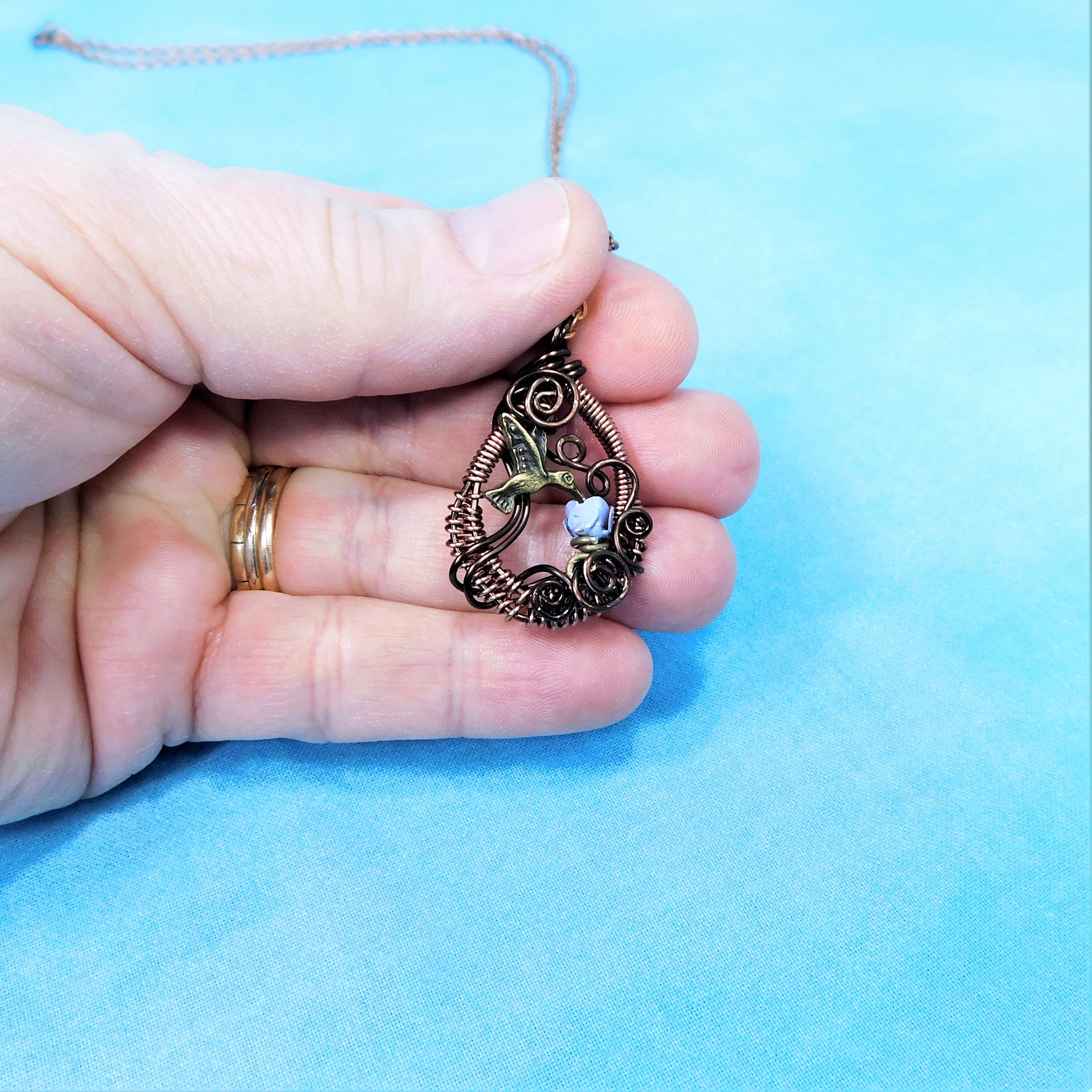 Woven Wire Wrapped Hummingbird Necklace, Artisan Crafted Bird Theme ...