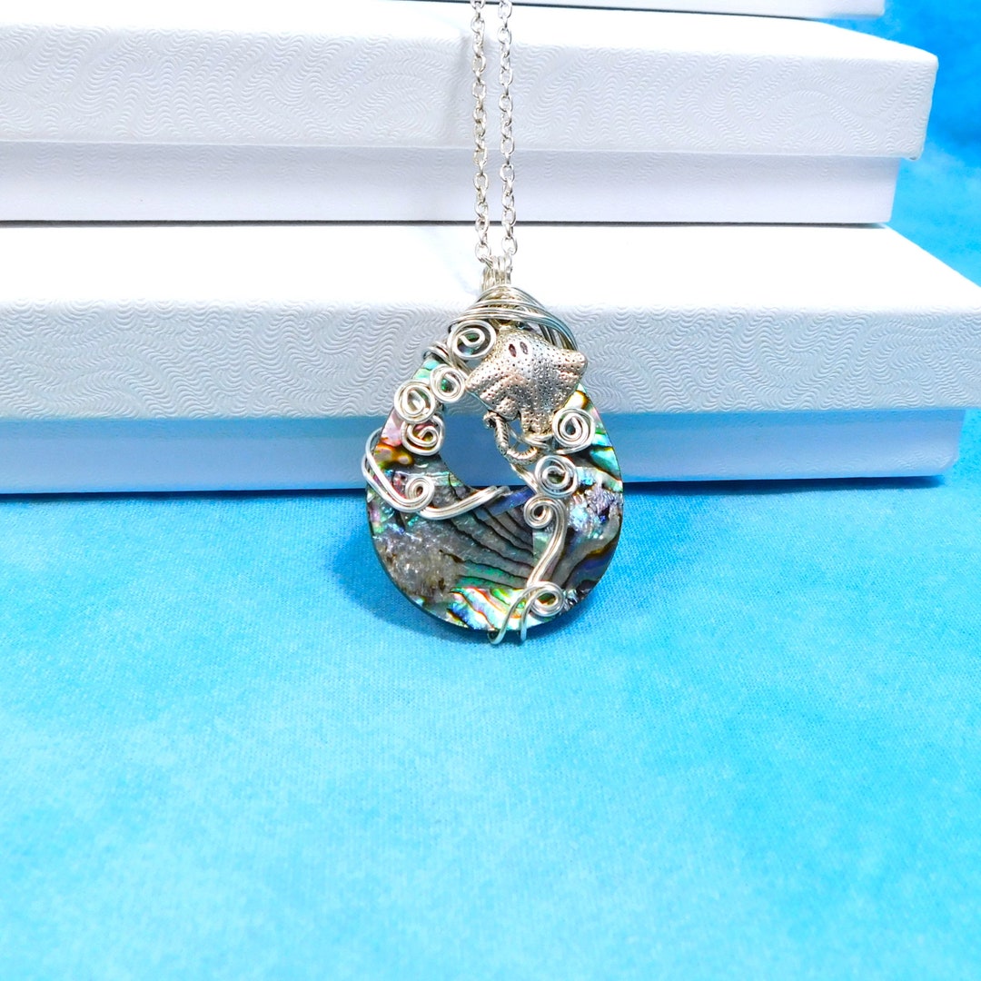 Manta Ray Necklace, Unique Wire Wrapped Stingray Pendant, Marine Animal ...