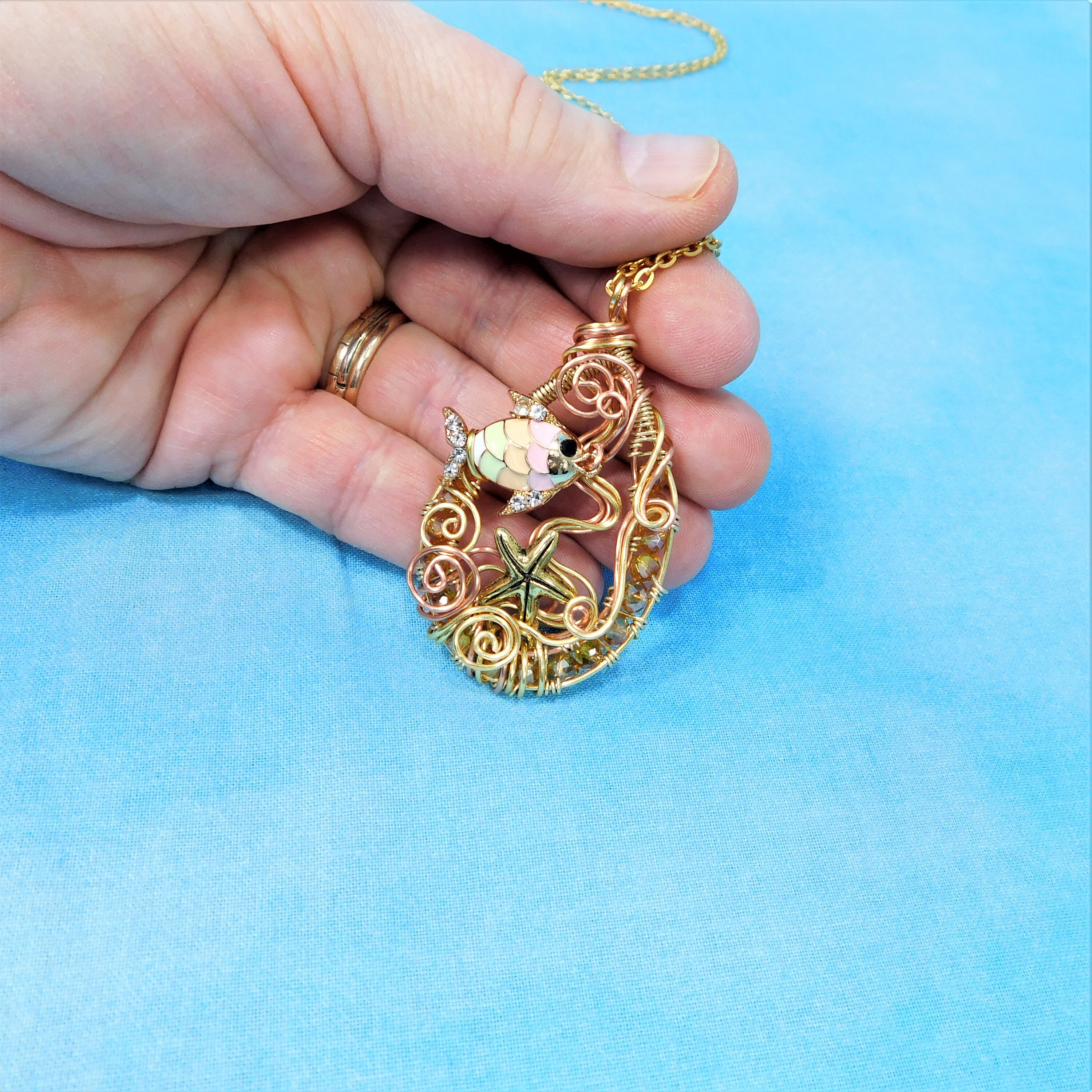 Tropical Fish Jewelry Beach Theme Necklace, Woven Wire Wrapped Fun ...