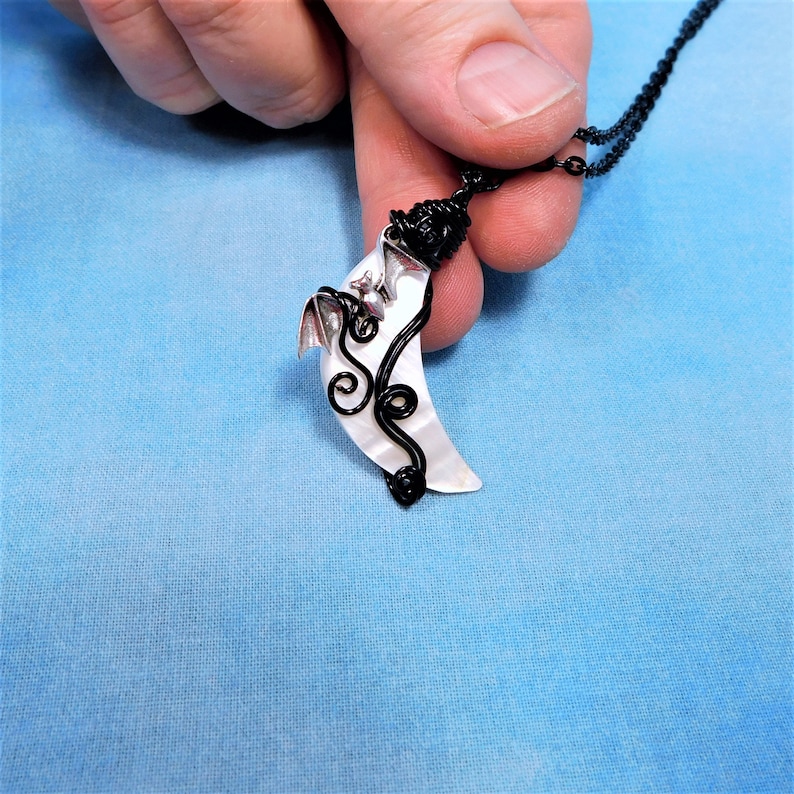 Black Wire Wrapped Bat Necklace Unusual Halloween Jewelry or | Etsy