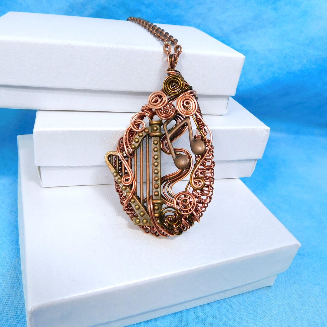 Harp Jewelry Musician Necklace, Unique Artisan Crafted Musical Theme ...
