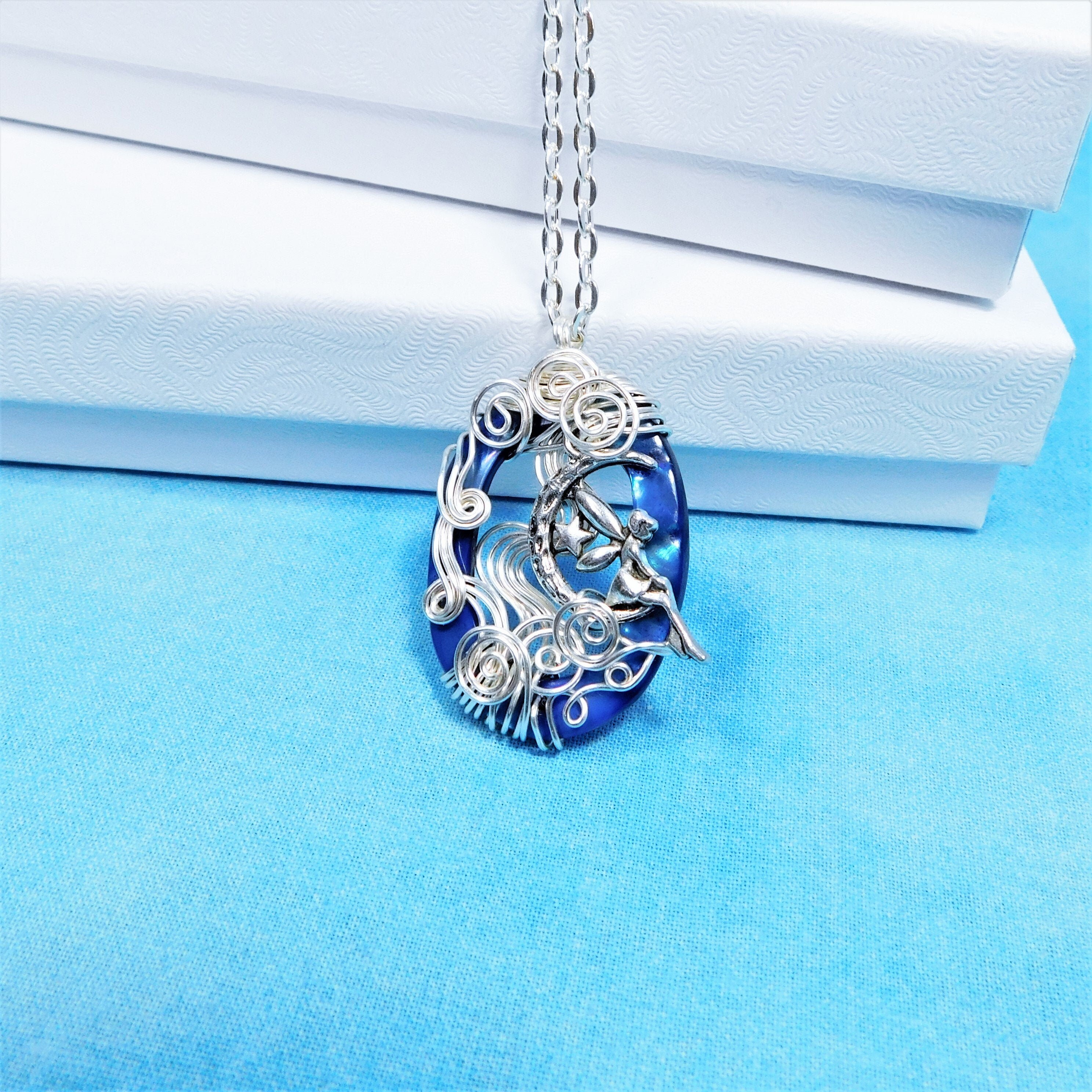 Unique Wire Wrapped Mother of Pearl Fairy Necklace, Artisan Crafted ...