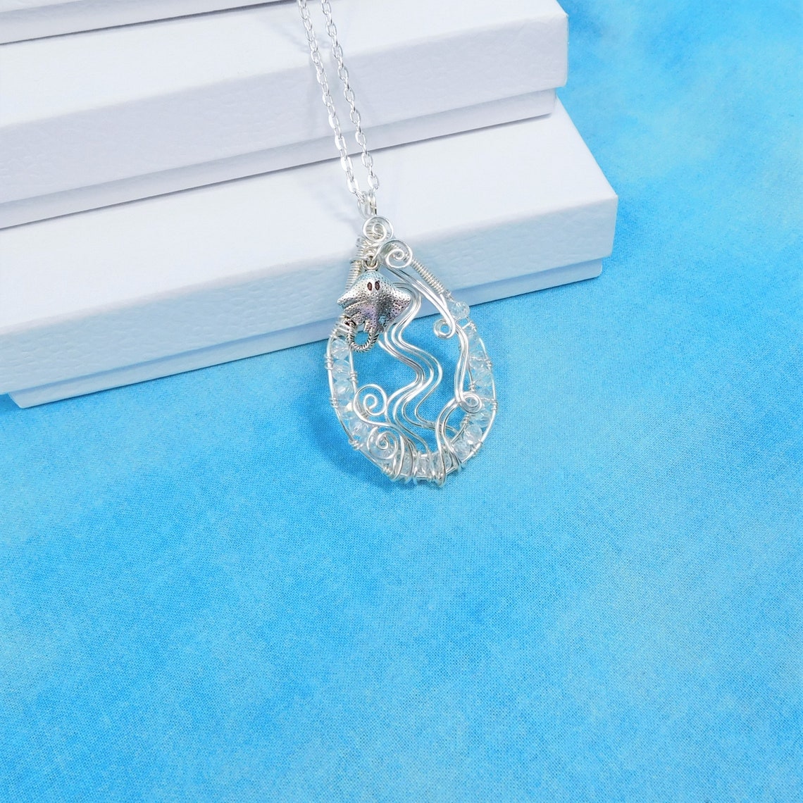 Artistic Stingray Pendant, Unique Wire Wrapped Manta Ray Necklace ...