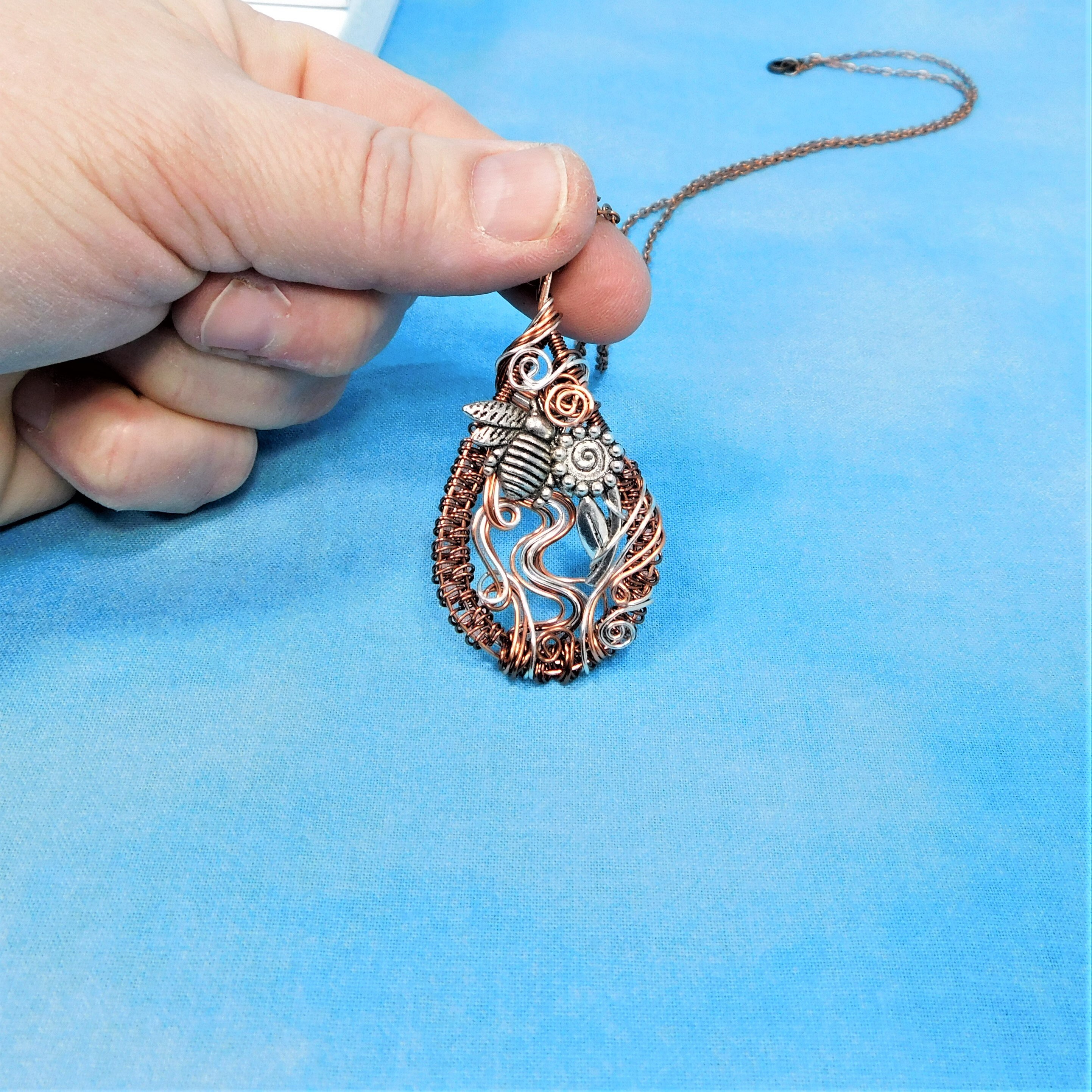 Artisan Crafted Bee Necklace, Unique Copper Wire Wrapped Honeybee ...