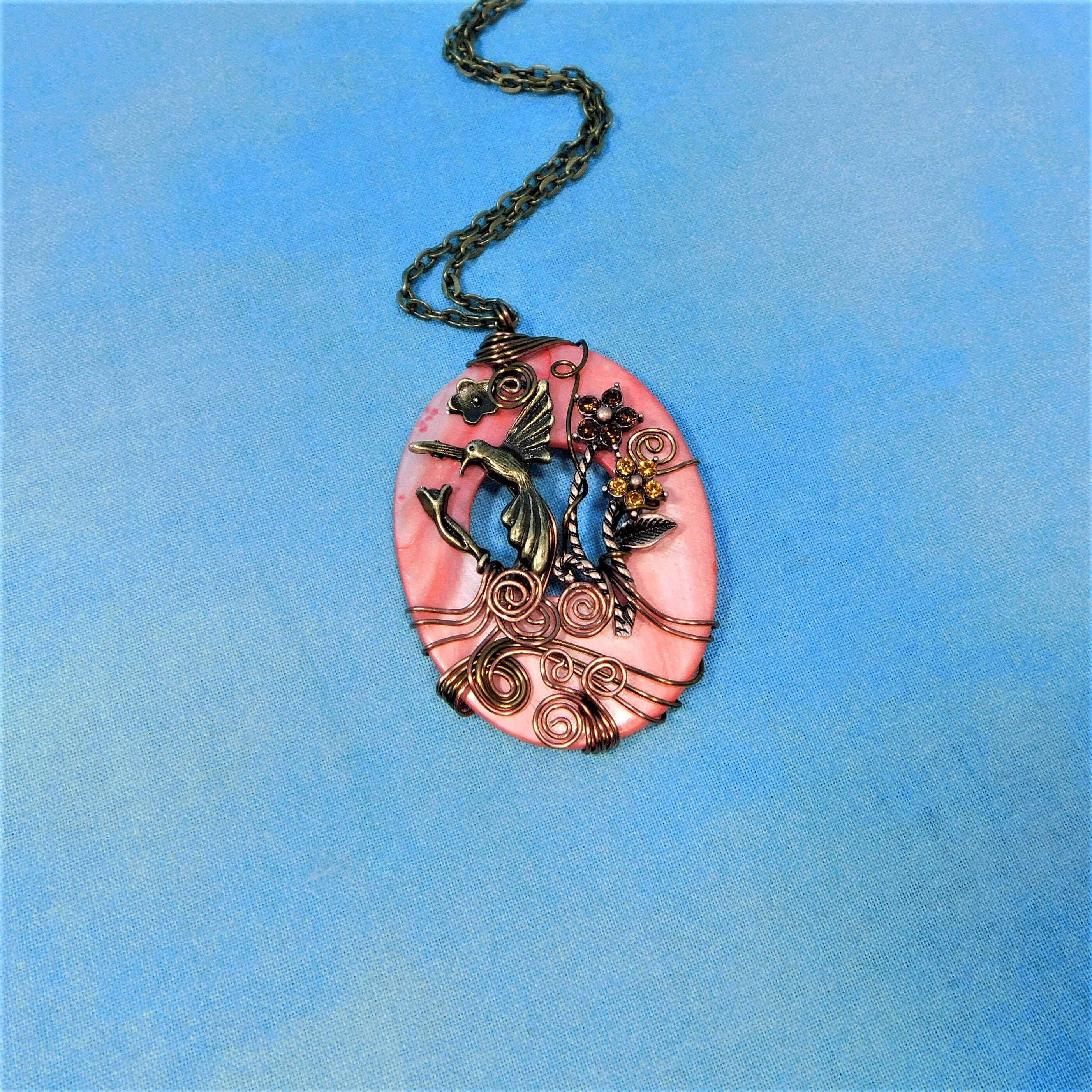 Hummingbird Necklace Statement Jewelry, Large Wire Wrapped Bird Theme ...