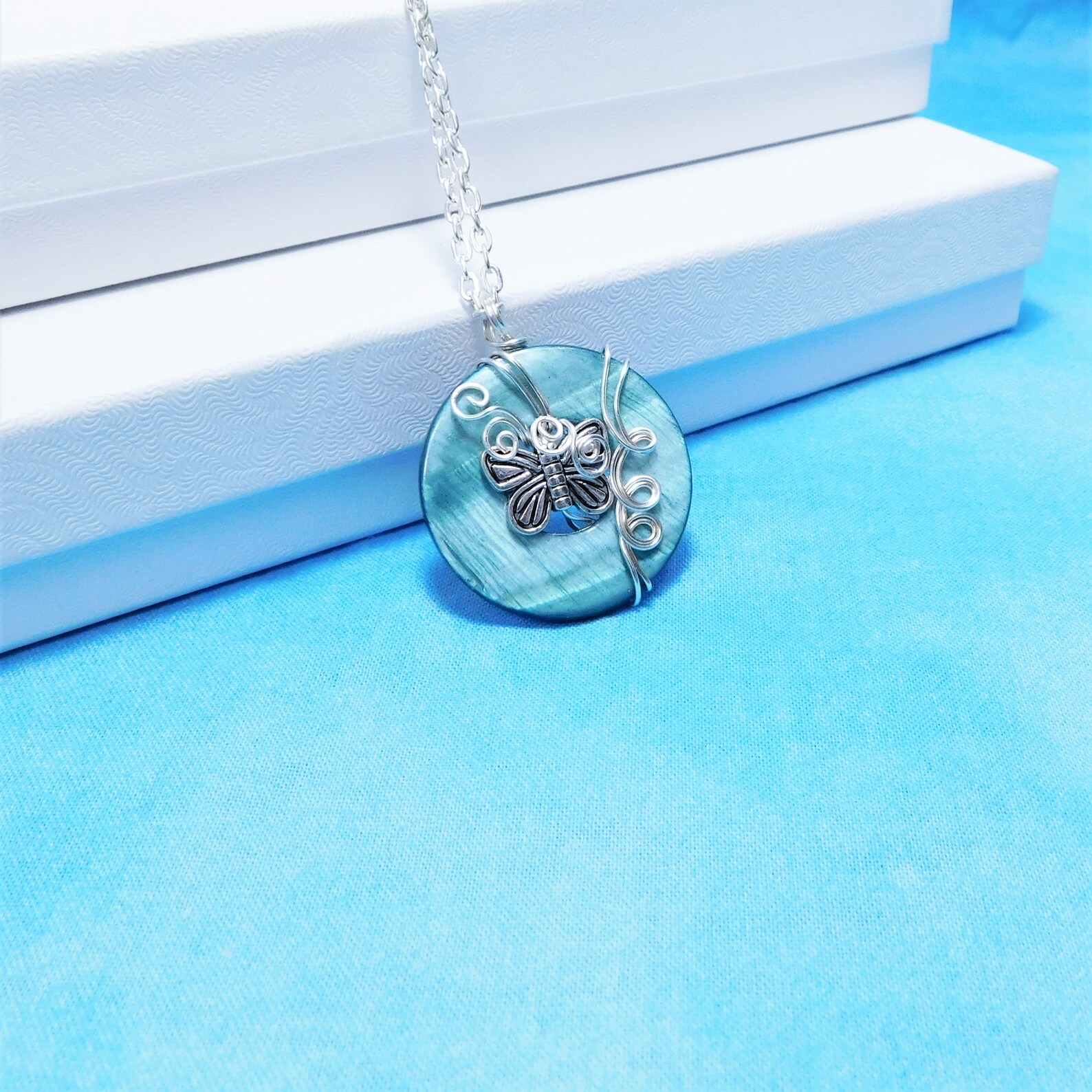 Artistic Wire Wrapped Silver Butterfly Necklace Unique - Etsy