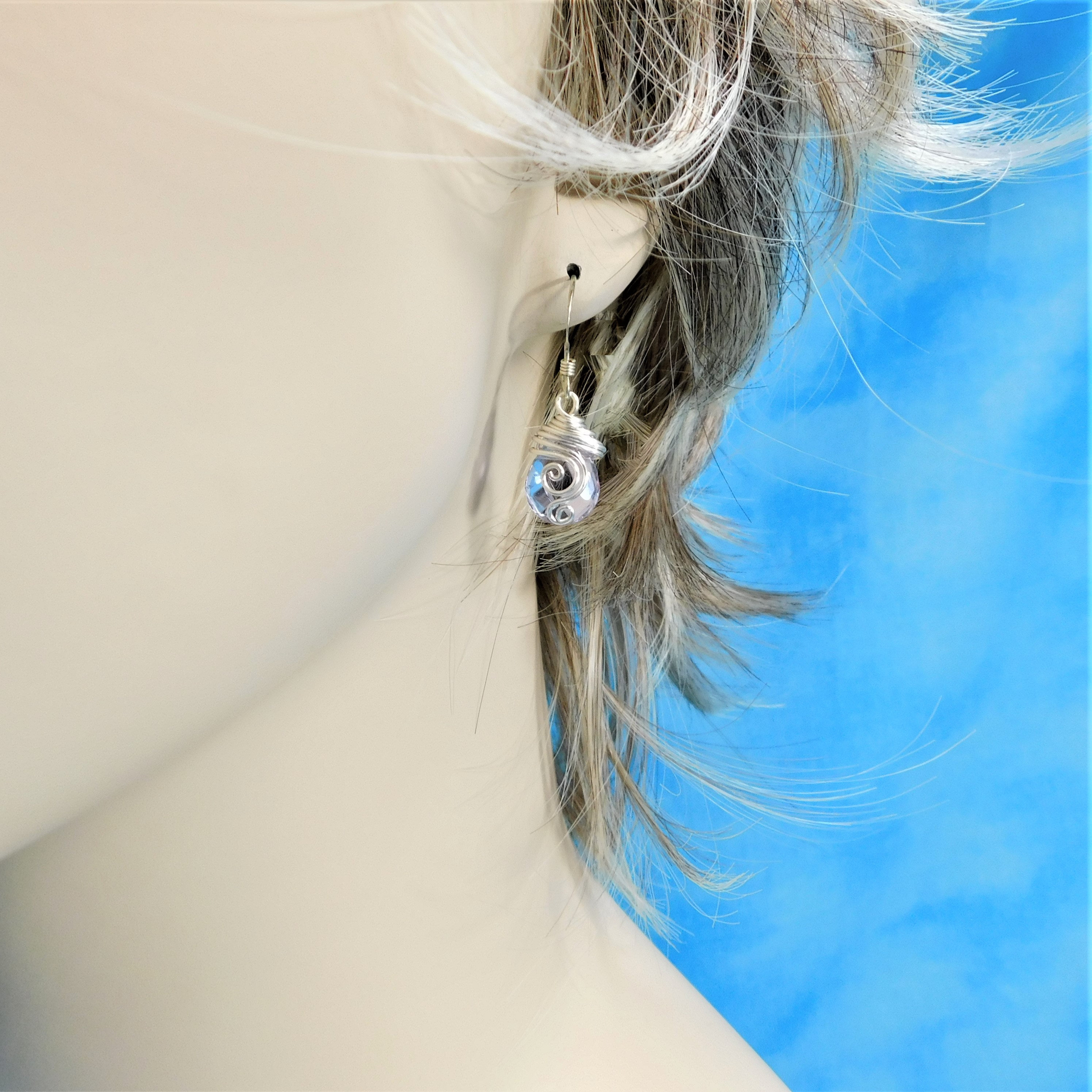 Pale Purple Earrings for Pierced Ears, Wire Wrapped Crystal Jewelry ...