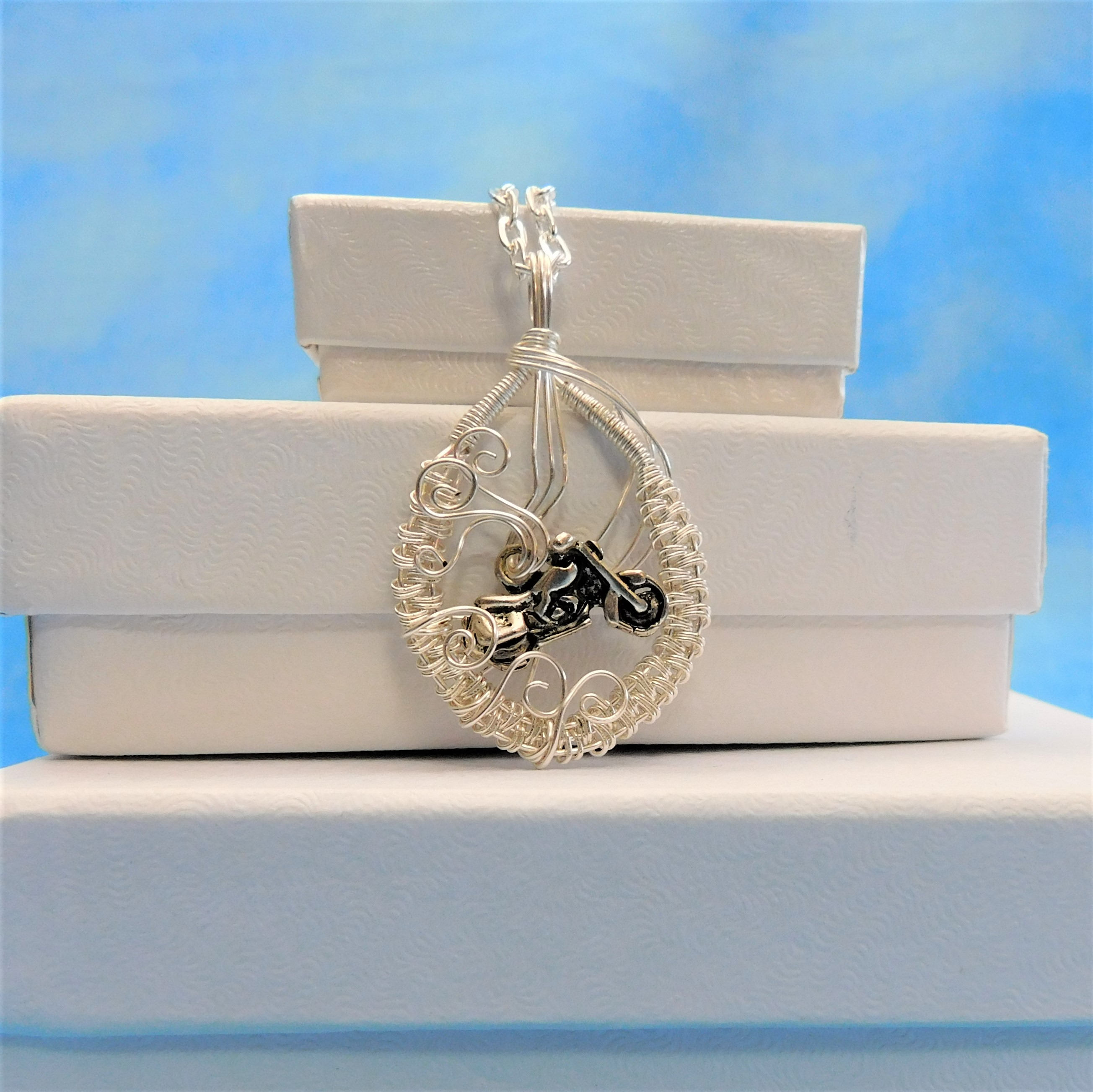 Unique Wire Wrapped Motorbike Pendant, Women's Motorcycle Gifts, Biker ...