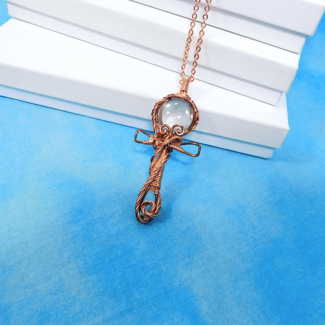 Artistic Wire Wrapped Egyptian Ankh Symbol of Life Pendant Necklace for ...