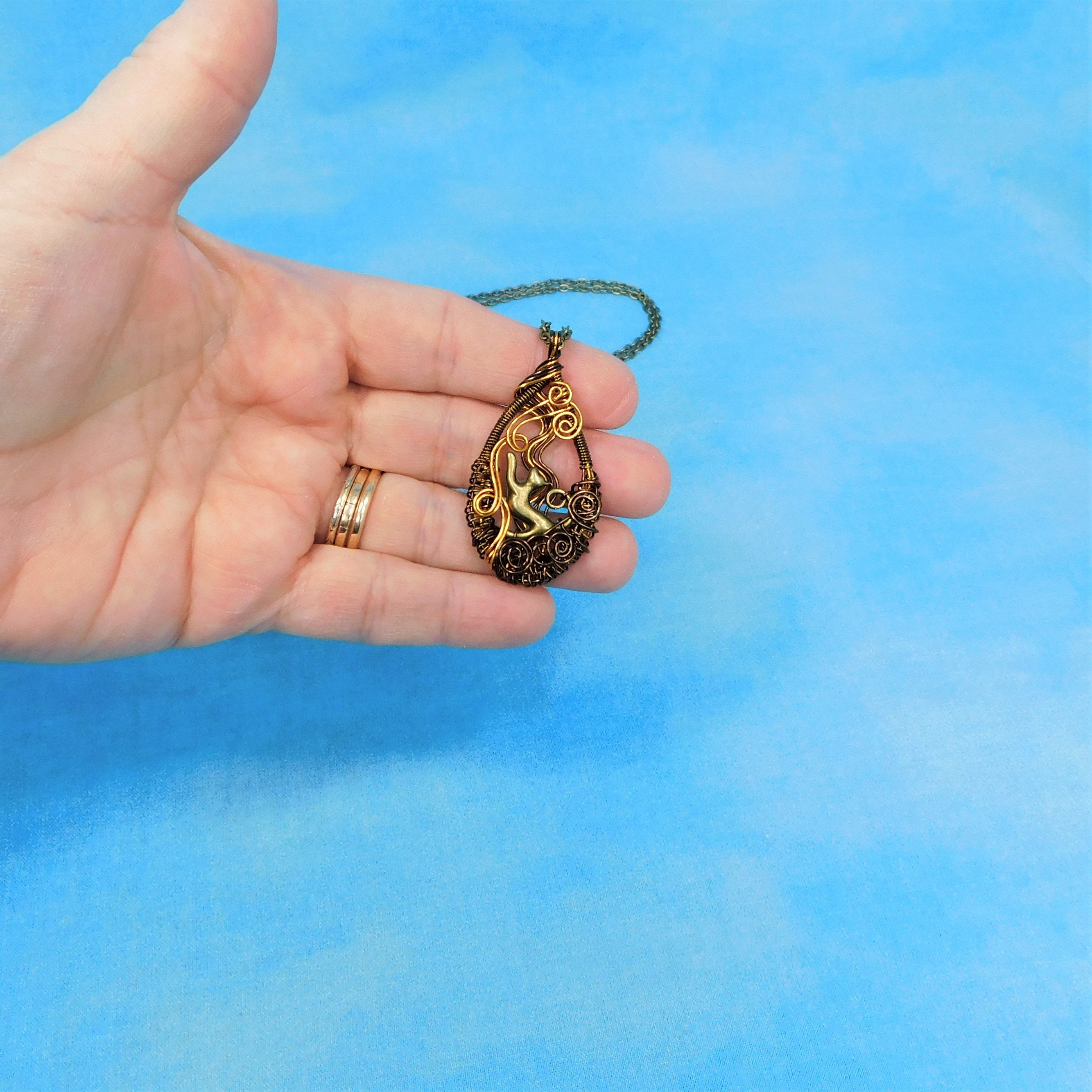 Artistic Cat Necklace, Unique Wire Wrapped Pet Theme Jewelry, Wearable ...