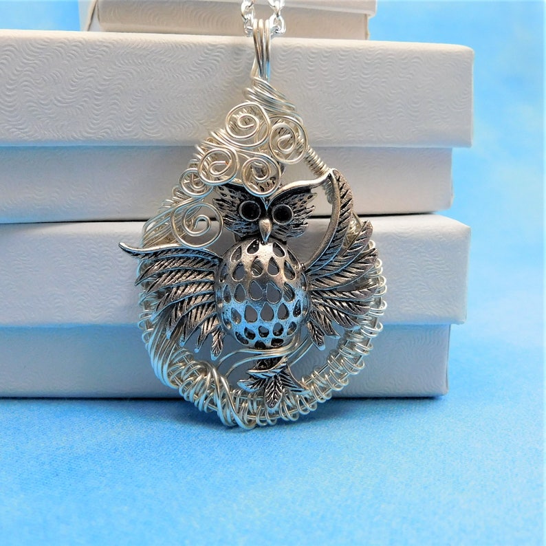 Artistic Woven Wire Wrapped Owl Necklace Artisan Crafted | Etsy