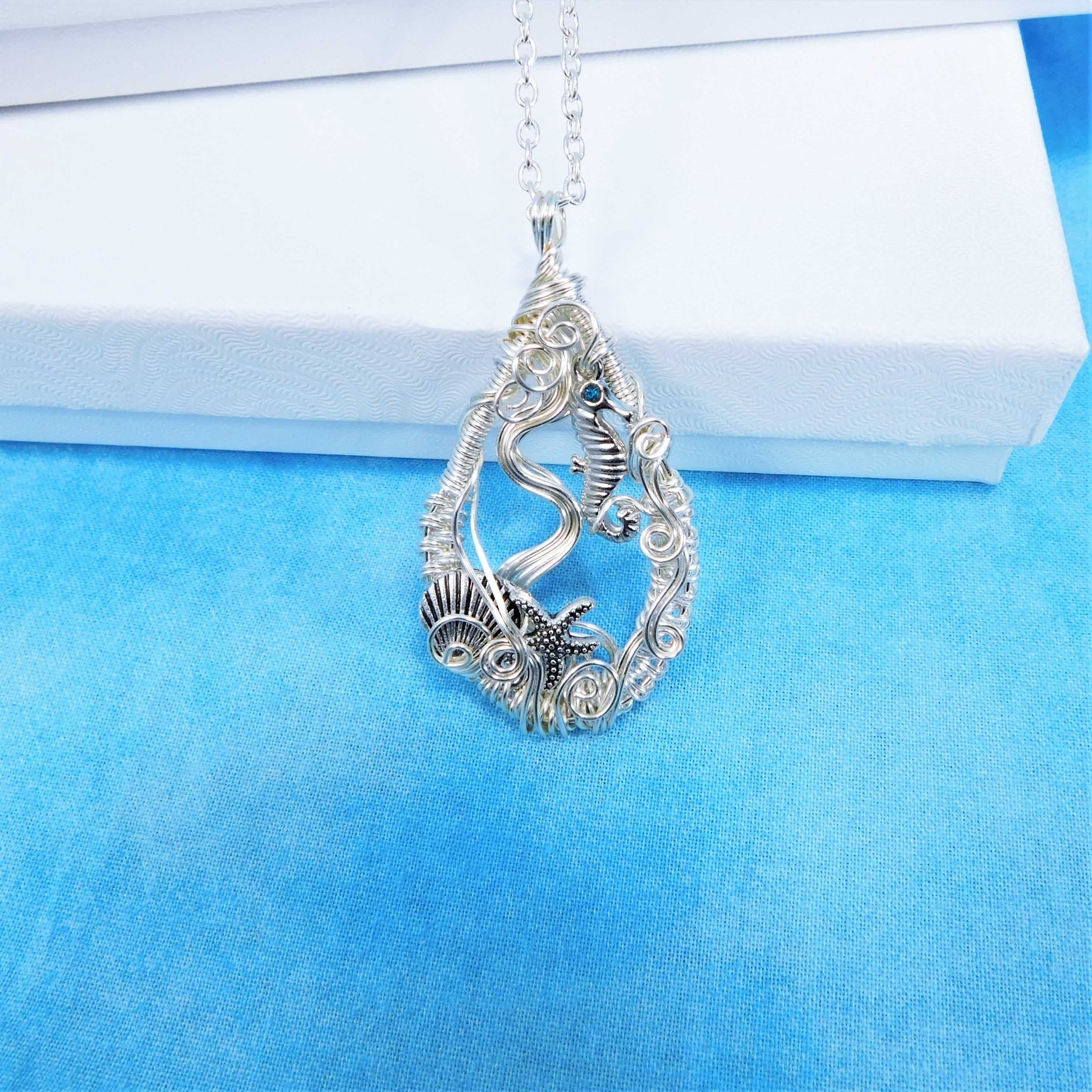 Seahorse Necklace Beach Theme Jewelry, Unique Wire Wrapped Wearable Art ...