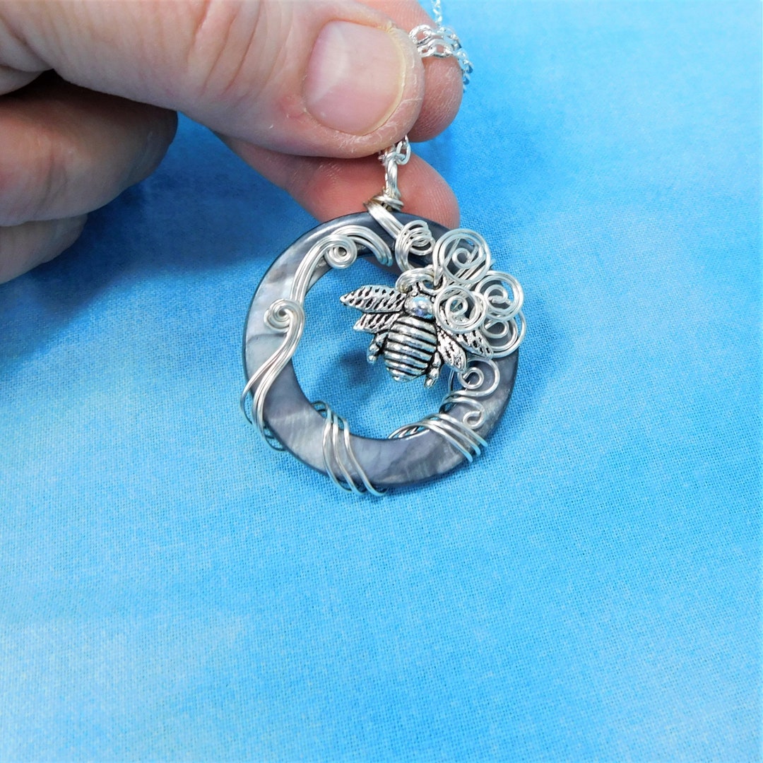 Artistic Bee Necklace Honeybee Pendant, Unique Wire Wrapped Bumble Bee Jewelry, Wearable Art ...