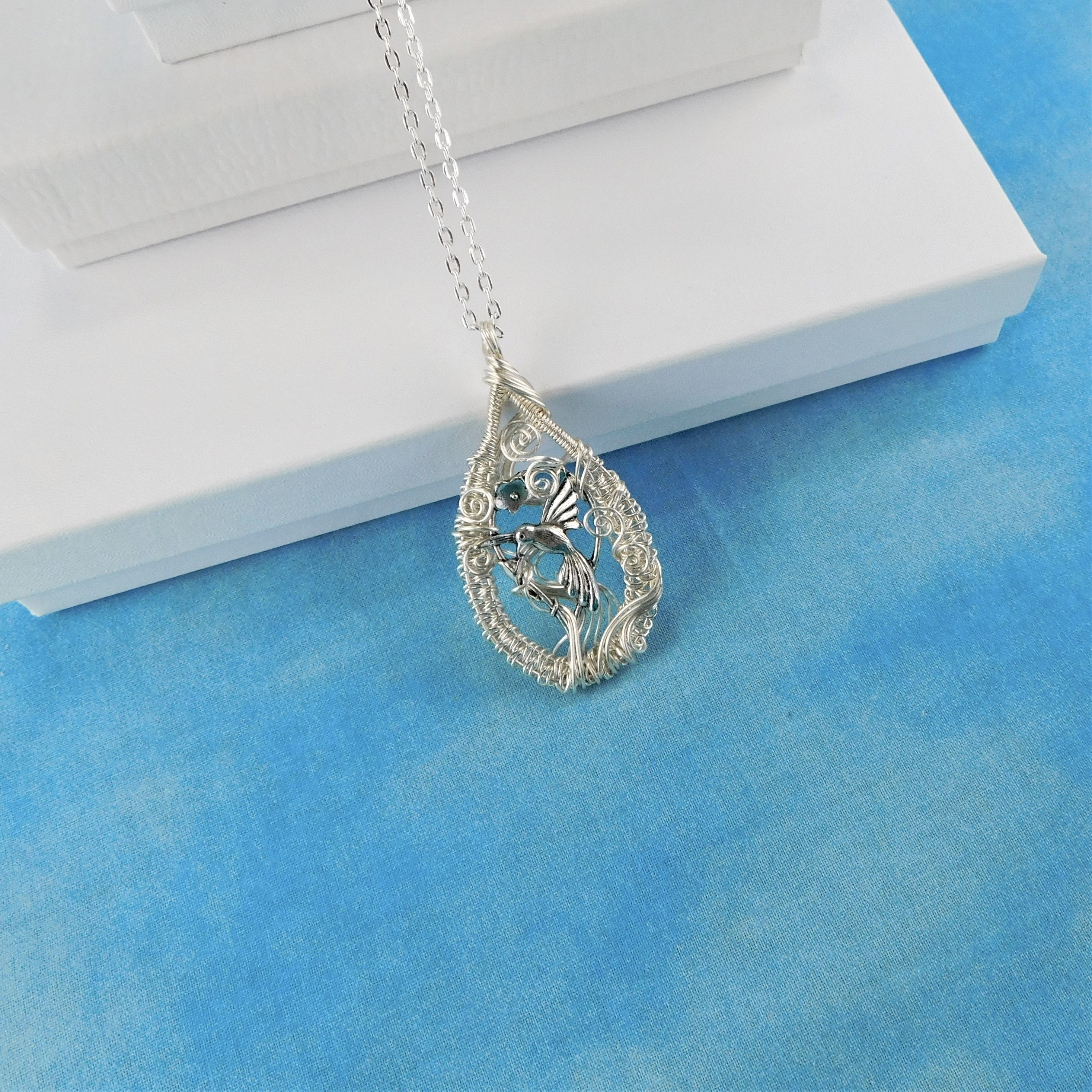Artisan Crafted Hummingbird Necklace, Unique Wire Wrapped Artistic ...