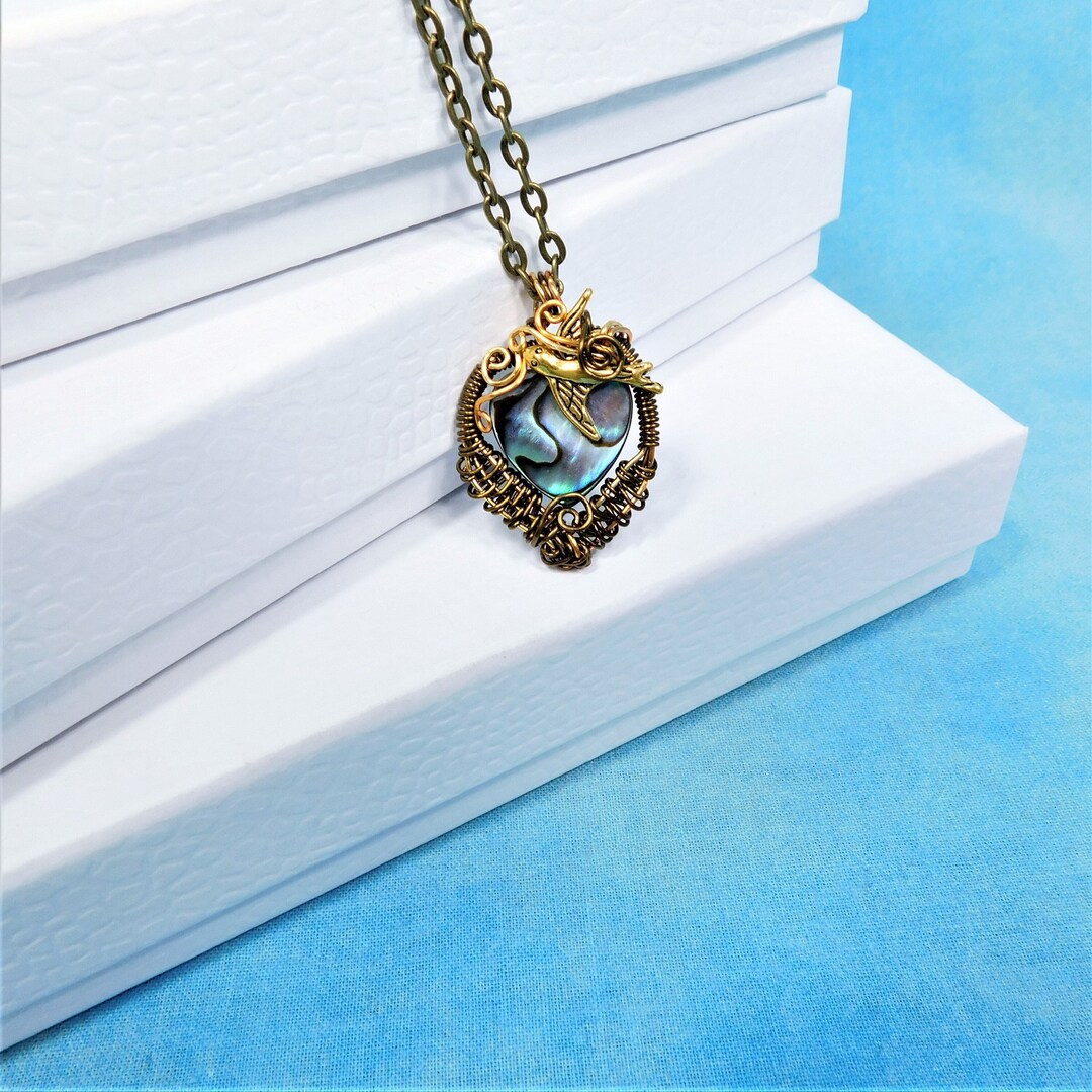 Flying Bird Heart Necklace Animal Theme Jewelry, Artistic Handmade Wire ...