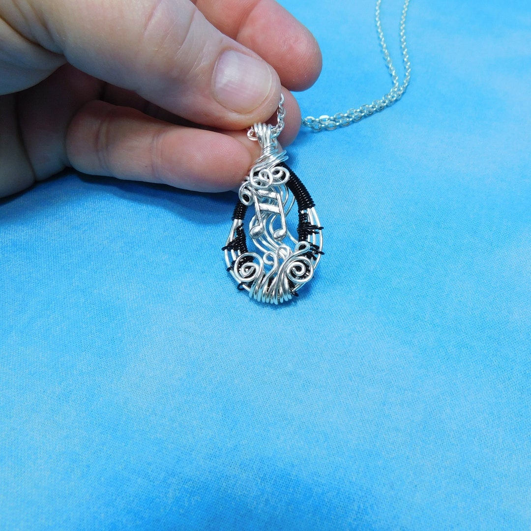 Woven Wire Music Note Necklace, Artisan Crafted Musician Pendant ...