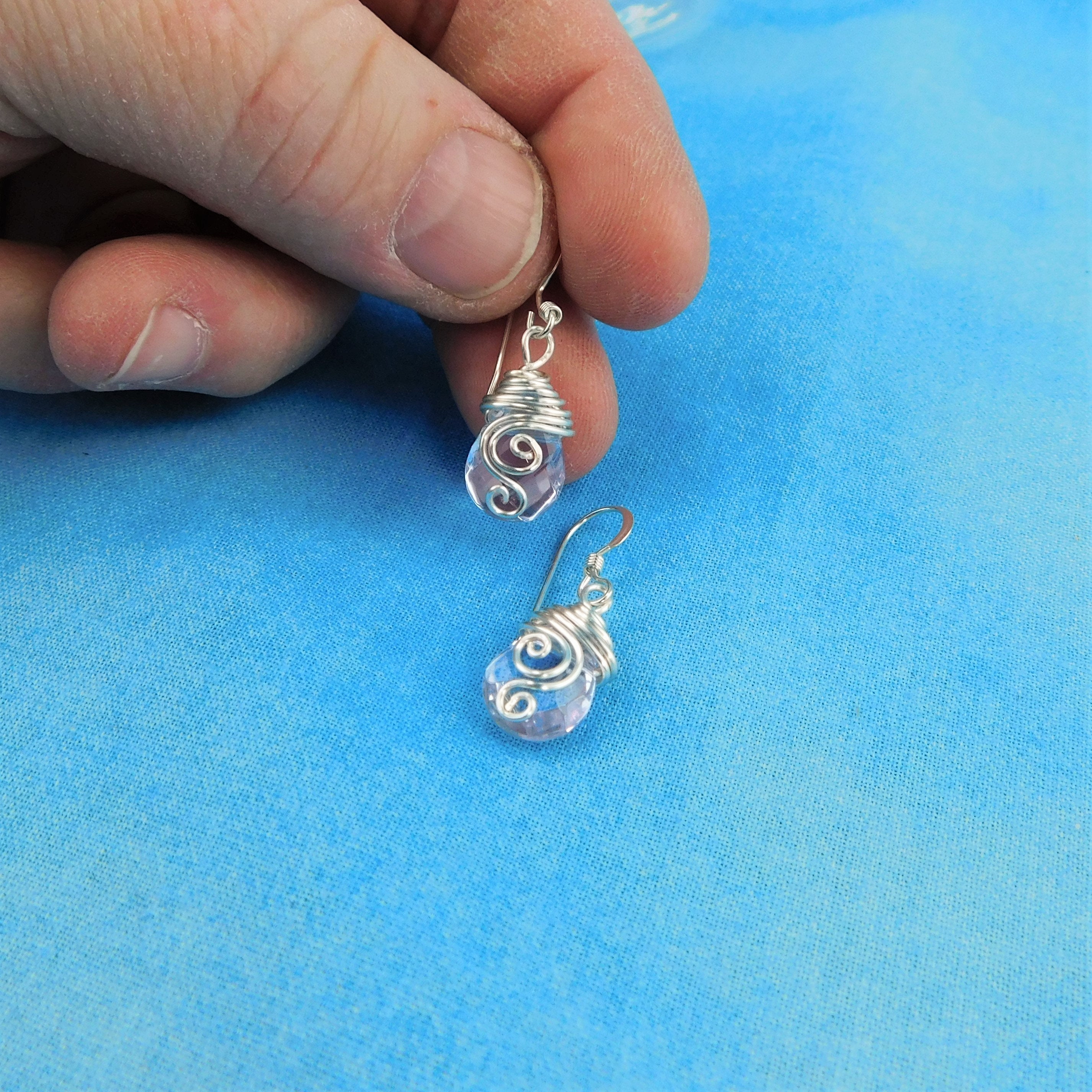 Pale Purple Earrings for Pierced Ears, Wire Wrapped Crystal Jewelry ...