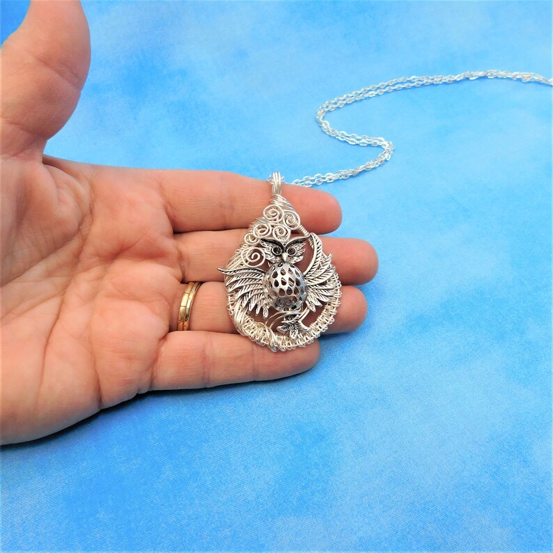 Artistic Woven Wire Wrapped Owl Necklace Artisan Crafted | Etsy