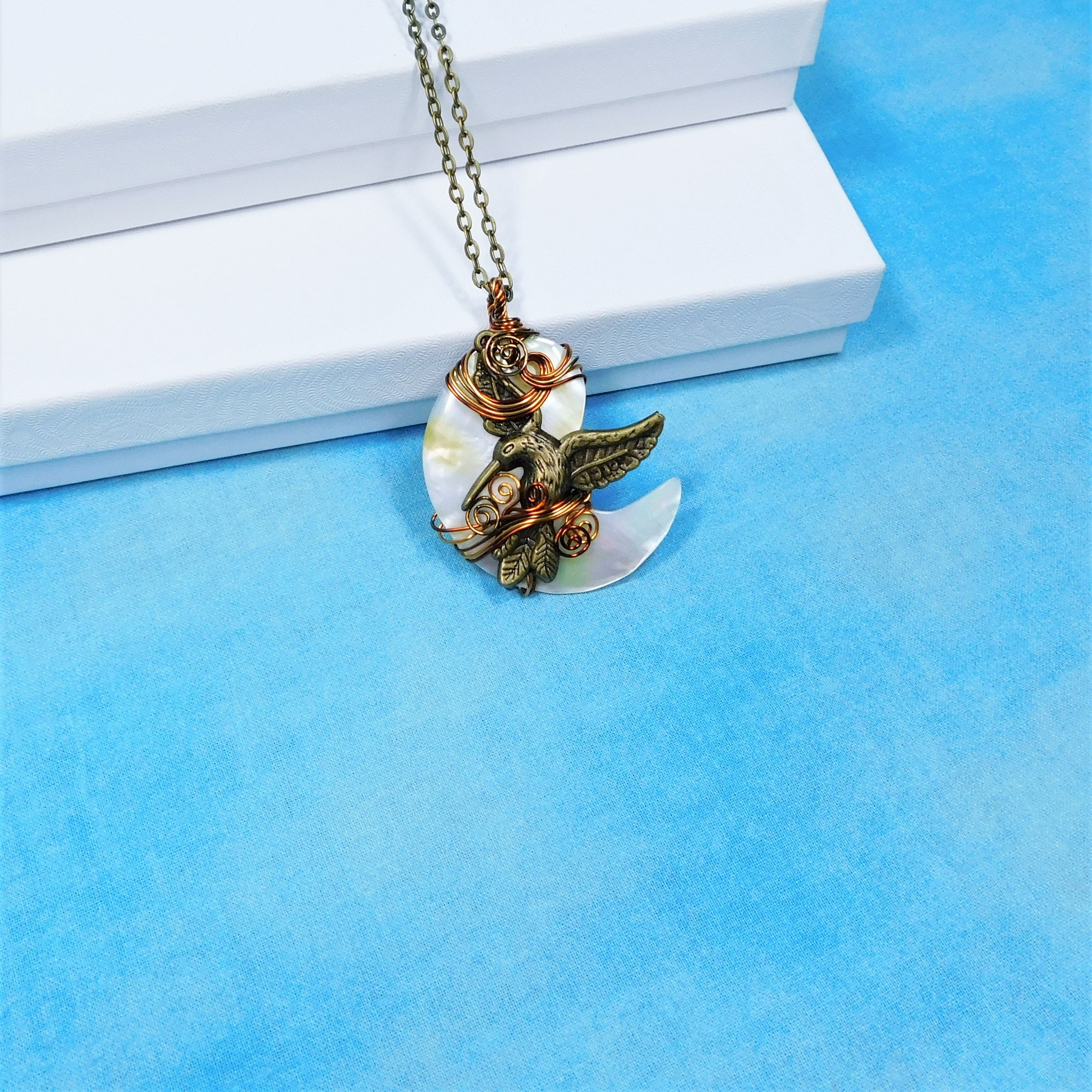 Hummingbird Necklace Statement Jewelry, Large Wire Wrapped Bird Theme ...