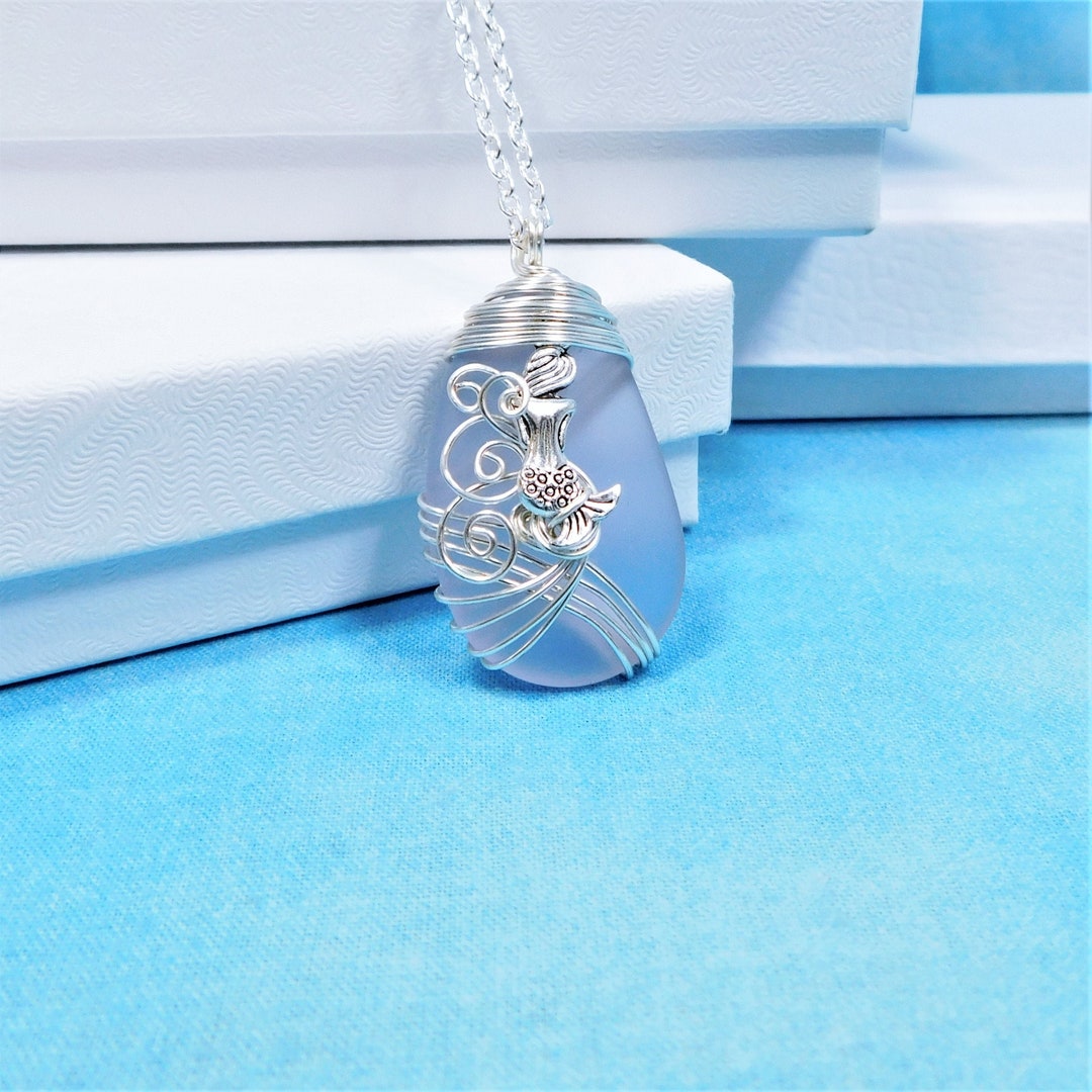 Artisan Crafted Light Purple Sea Glass Mermaid Necklace, Artistic Ocean ...