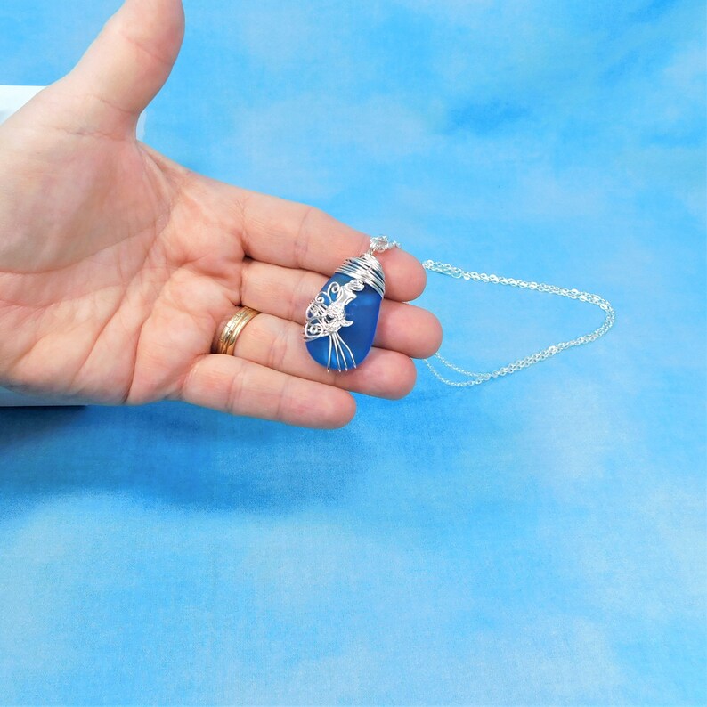 Wire Wrapped Mermaid Necklace Artisan Crafted Blue Sea Glass | Etsy