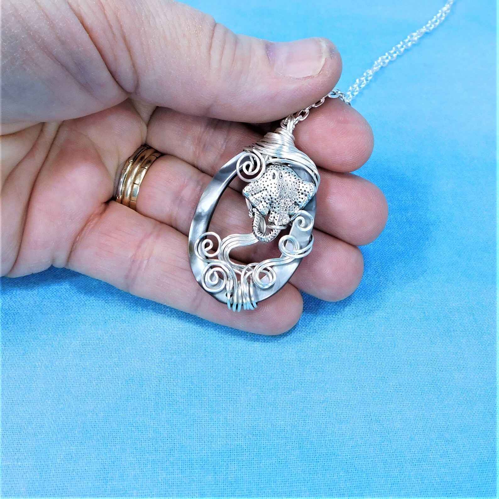 Manta Ray Necklace, Unique Wire Wrapped Stingray Pendant, Marine Animal ...