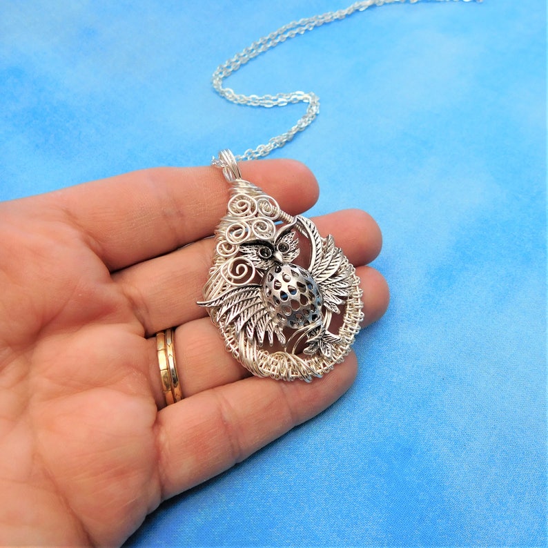 Artistic Woven Wire Wrapped Owl Necklace Artisan Crafted | Etsy
