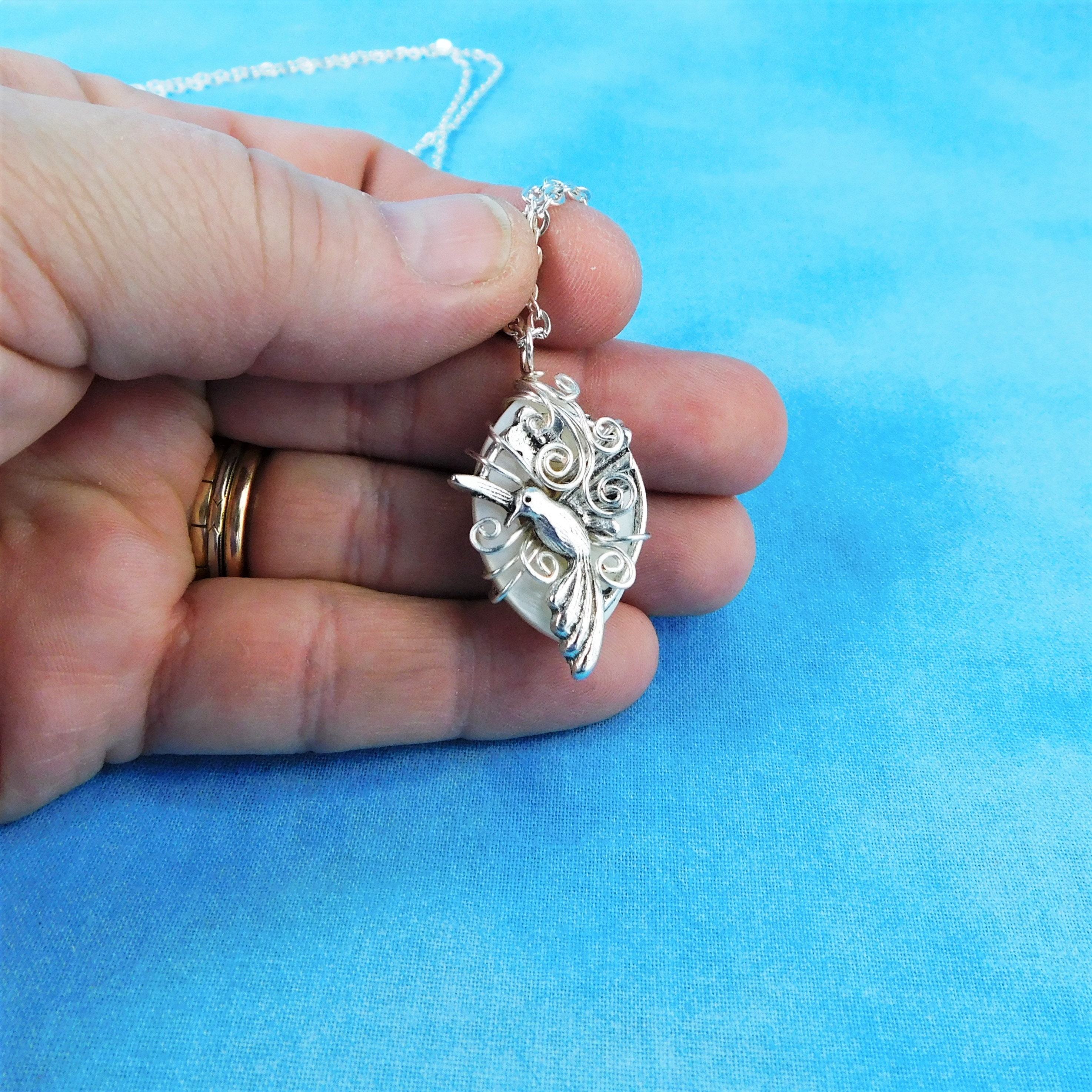 Hummingbird Pendant, Unique Wire Wrapped Necklace, Artisan Crafted Bird ...